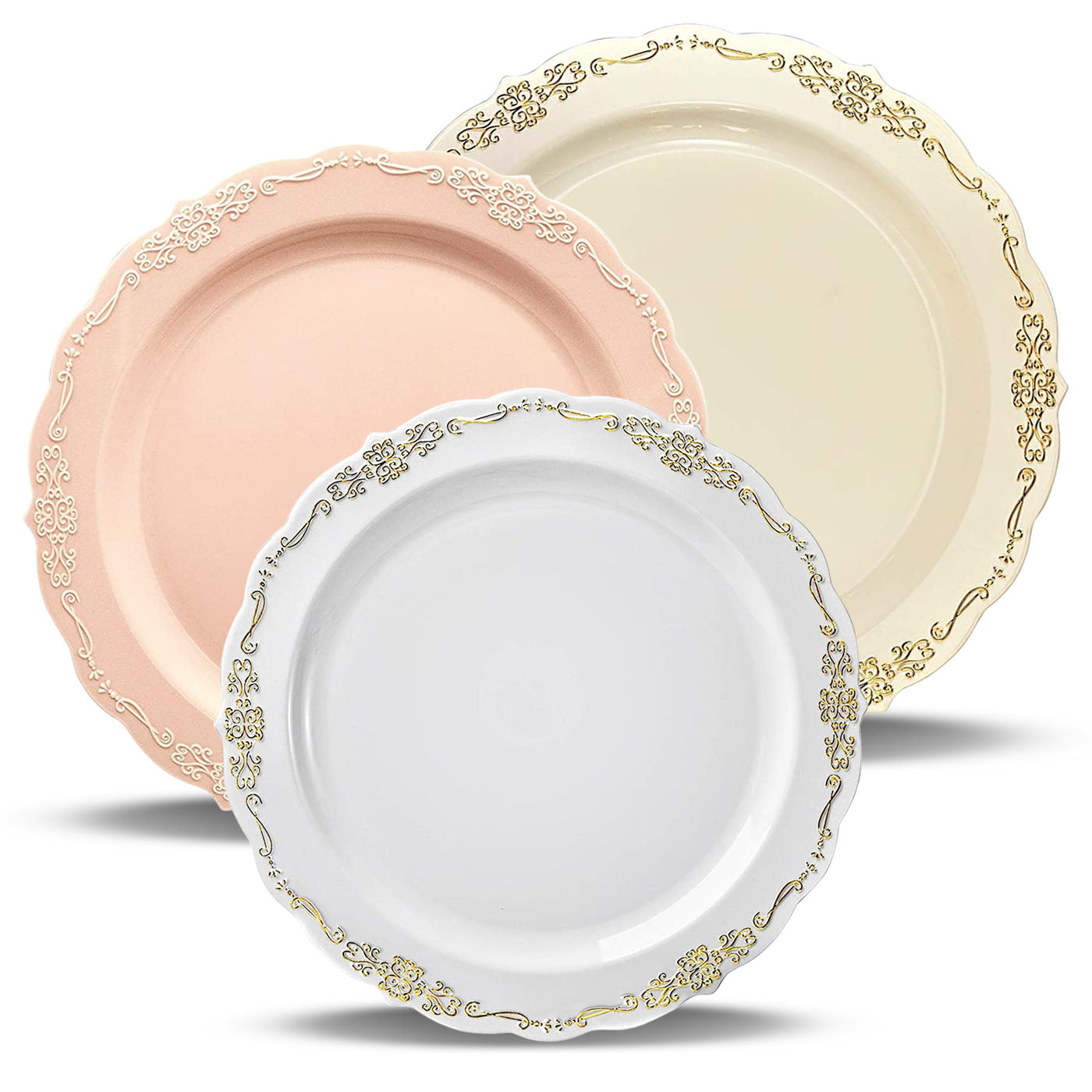 Vintage Plastic Plates | Elegant Disposable Dinnerware Sets