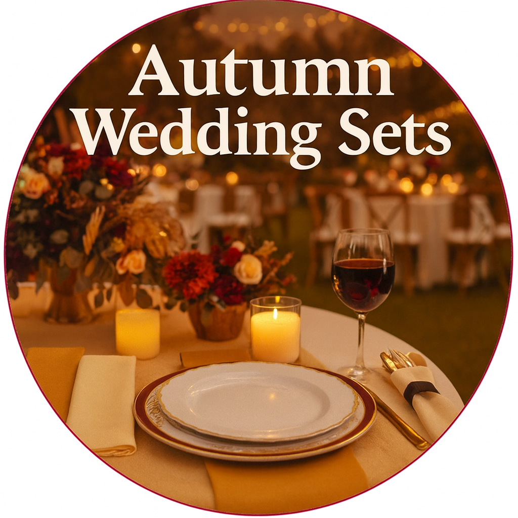 Elegant Fall Wedding Plates & Disposable Tableware for Autumn Wedding