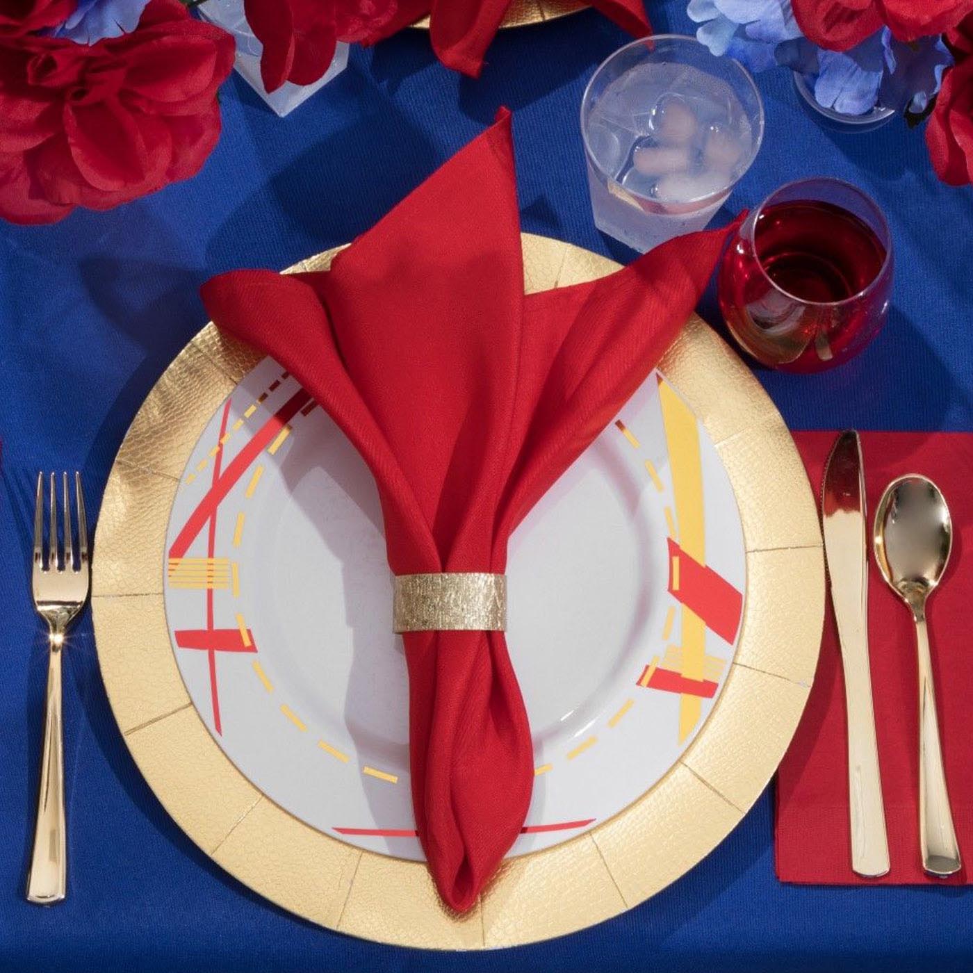 Red and Gold Potpourri Dinnerware | Smarty Had A Party