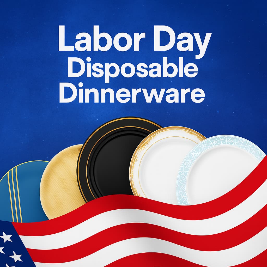 Fancy Labor Day Plastic Plates, Cutlery & Napkins