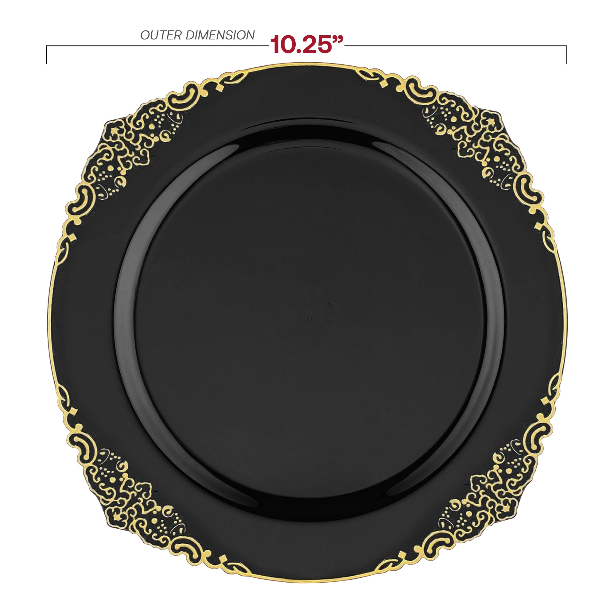 Plastic Plates - Black with Gold Fancy Dinner Plates | Smarty Had A Party