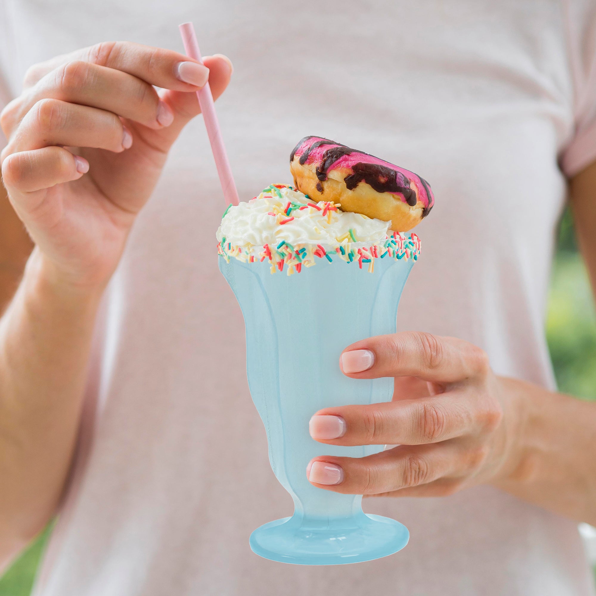 Plastic Cups - Transparent Blue Milkshake Cups | Smarty Had A Party