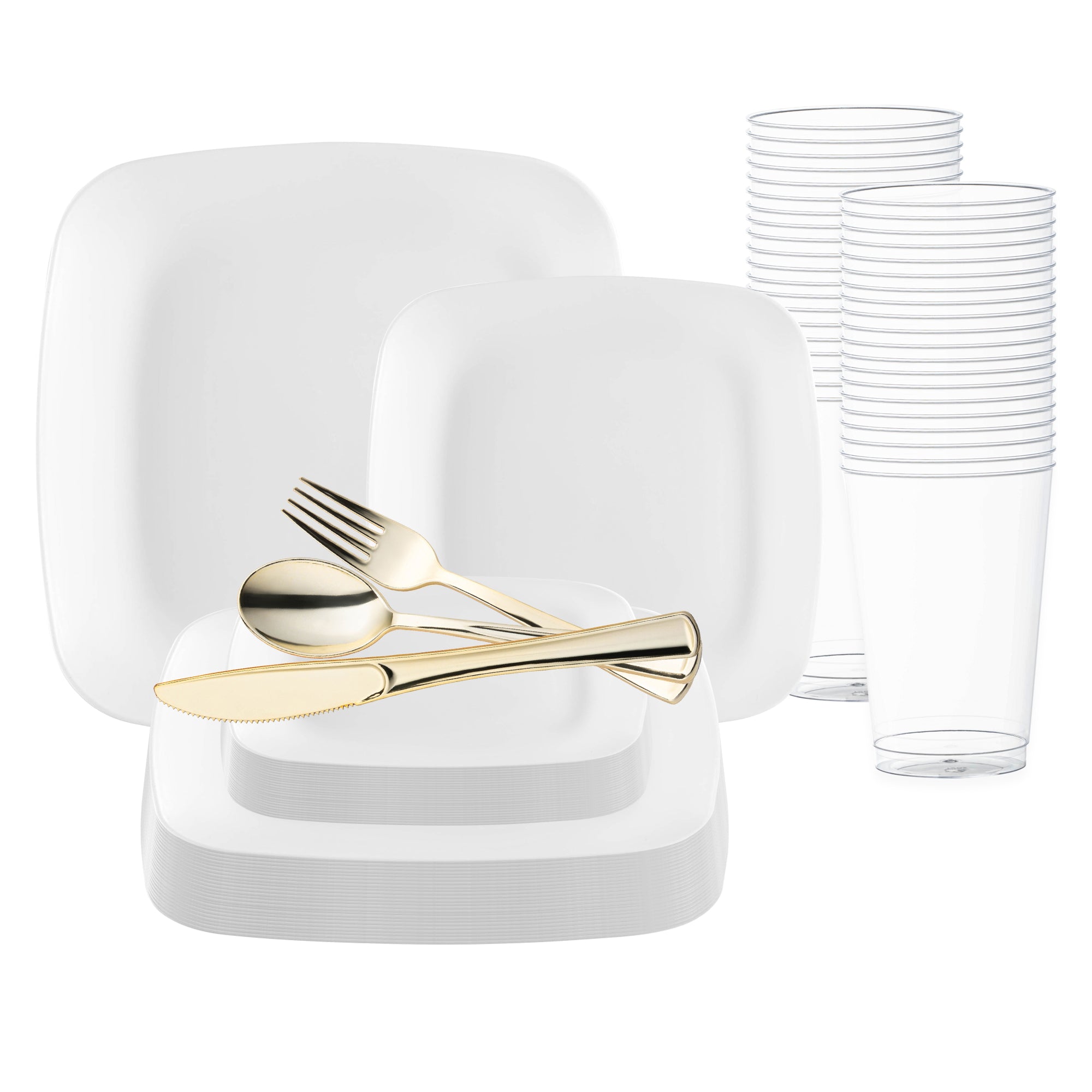 Plasticware - White Rounded Square Wedding Set | Smarty Had A Party