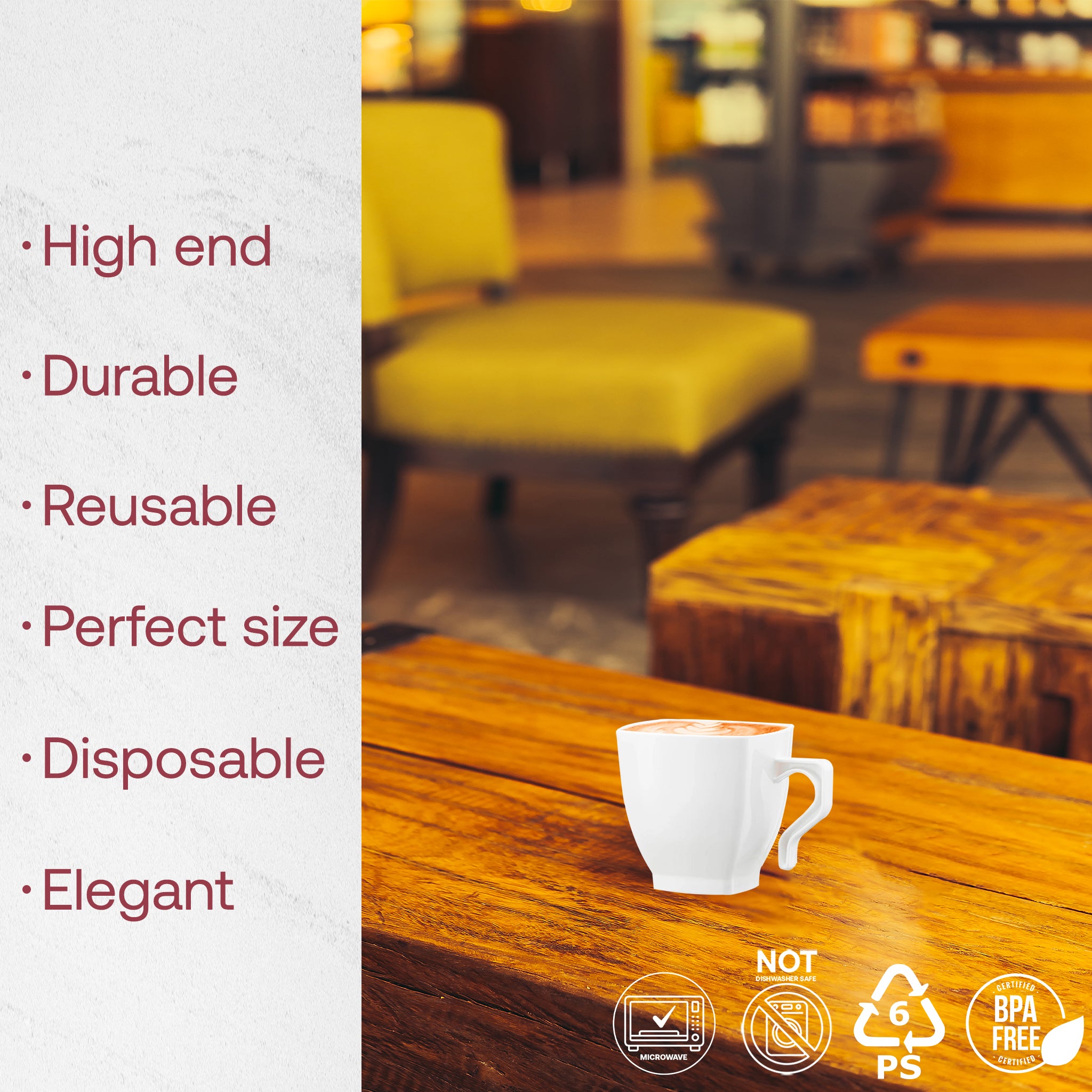 Plastic Cups - White Square Coffee Tea Cups | Smarty Had A Party