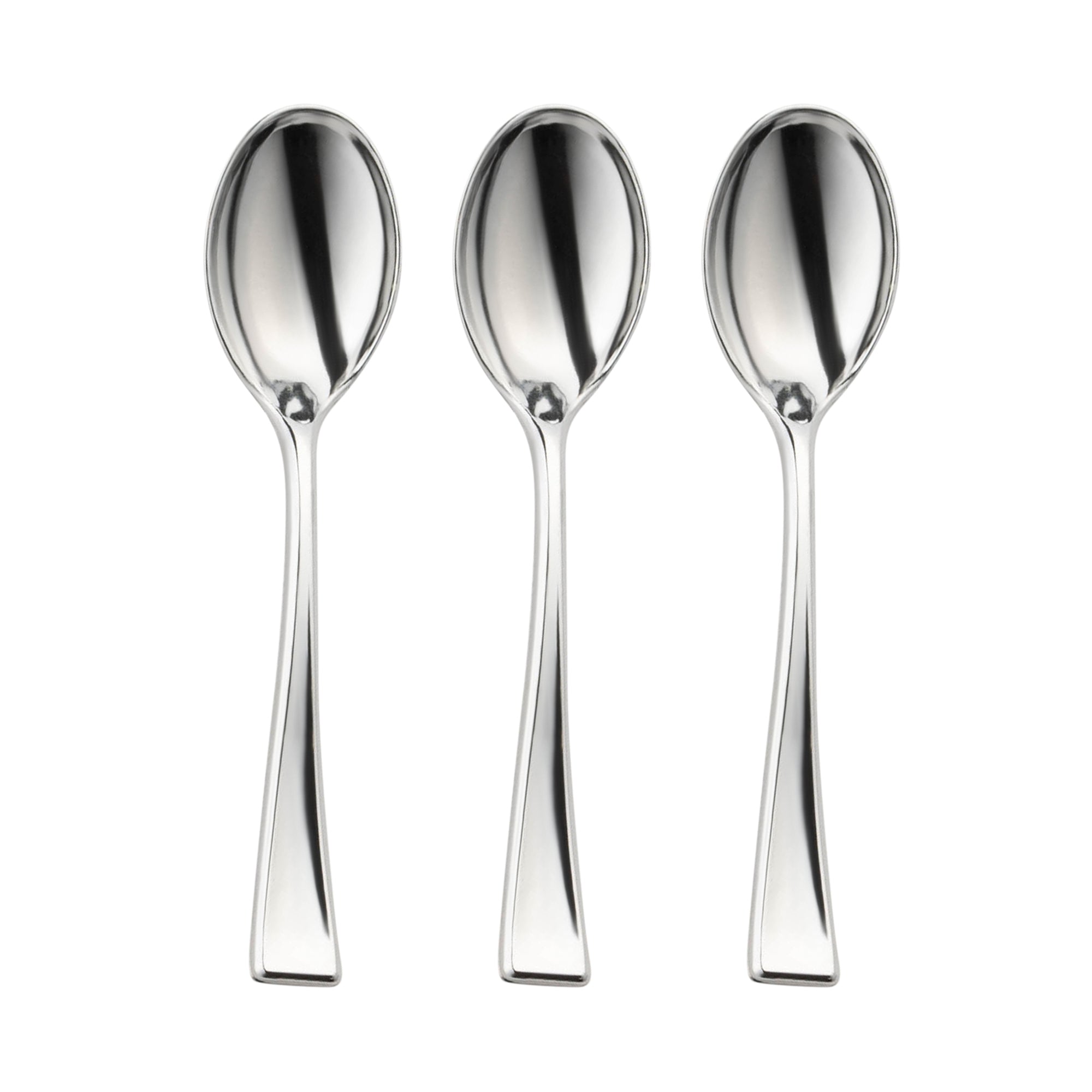 Plastic Spoons - Shiny Silver Dessert Spoons | Smarty Had A Party