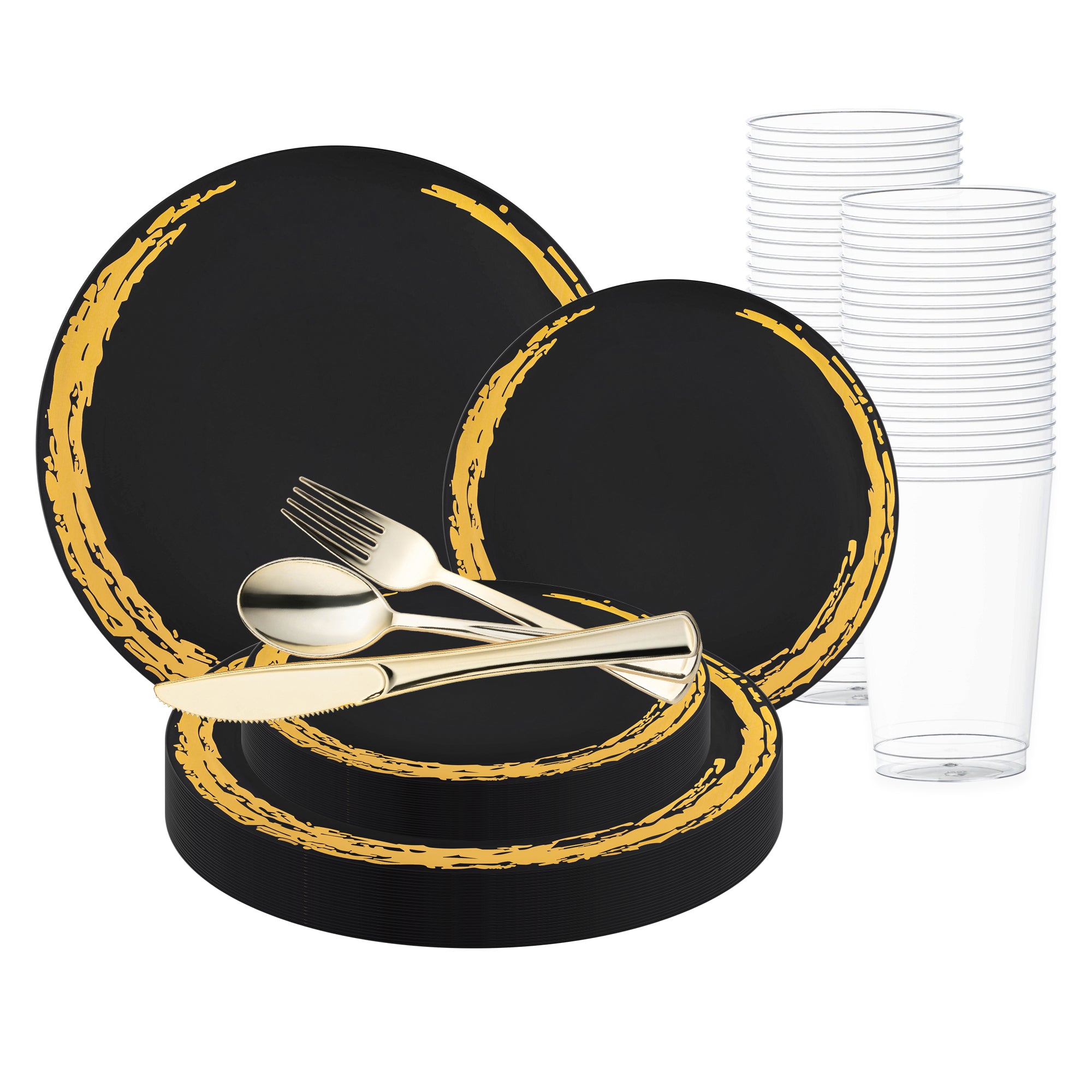 Plasticware - Black Gold Moonlight Wedding Set | Smarty Had A Party
