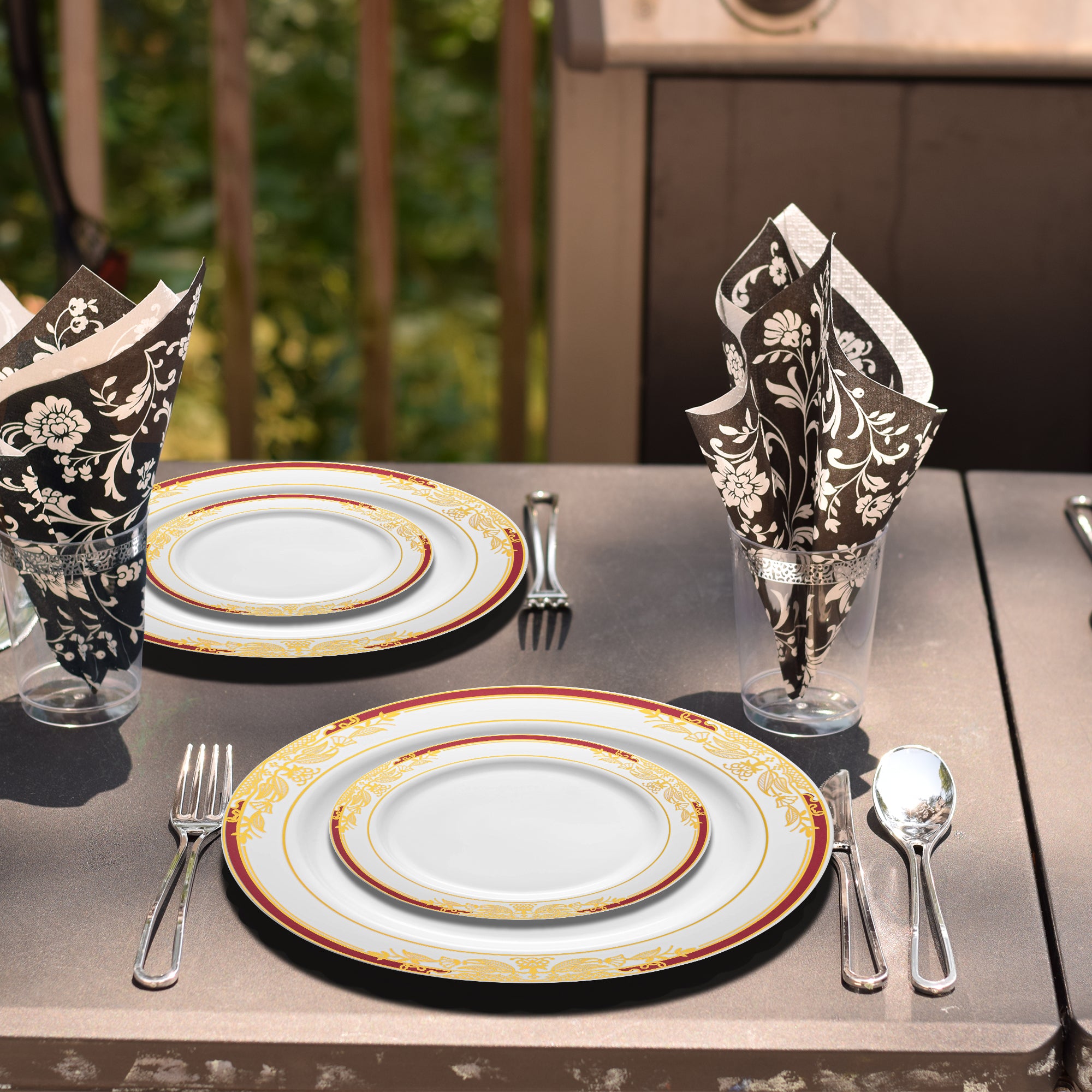 Plastic Plate - Burgundy Harmony Dinner Plate | Smarty Had A Party
