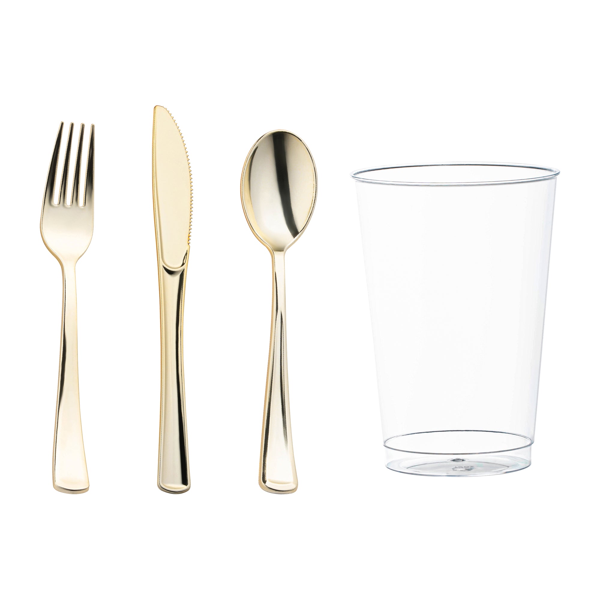 Plastic Cutlery - Gold Cutlery Set and Cup Set | Smarty Had A Party