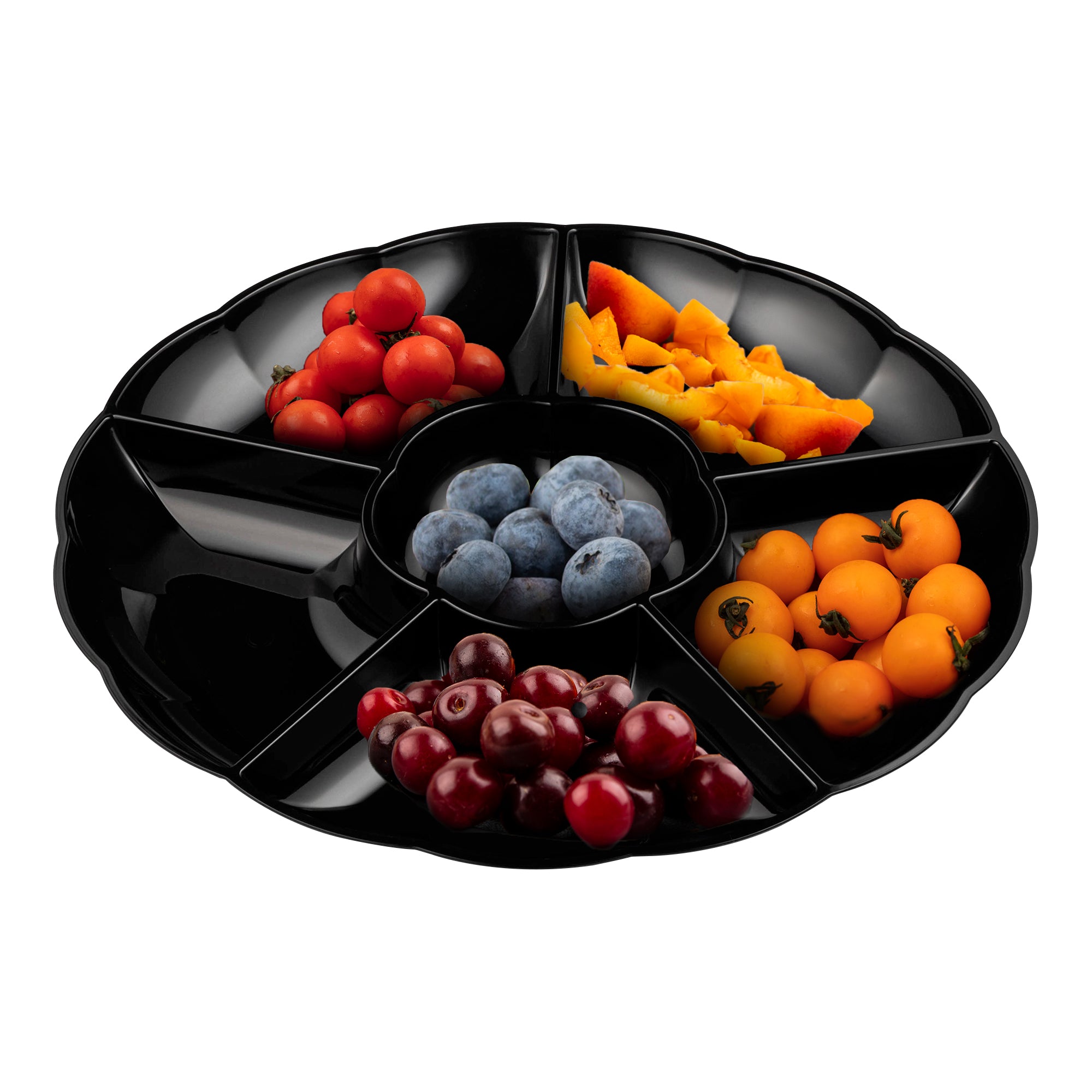 Plastic Trays - Black Big 6-Partition Trays | Smarty Had A Party
