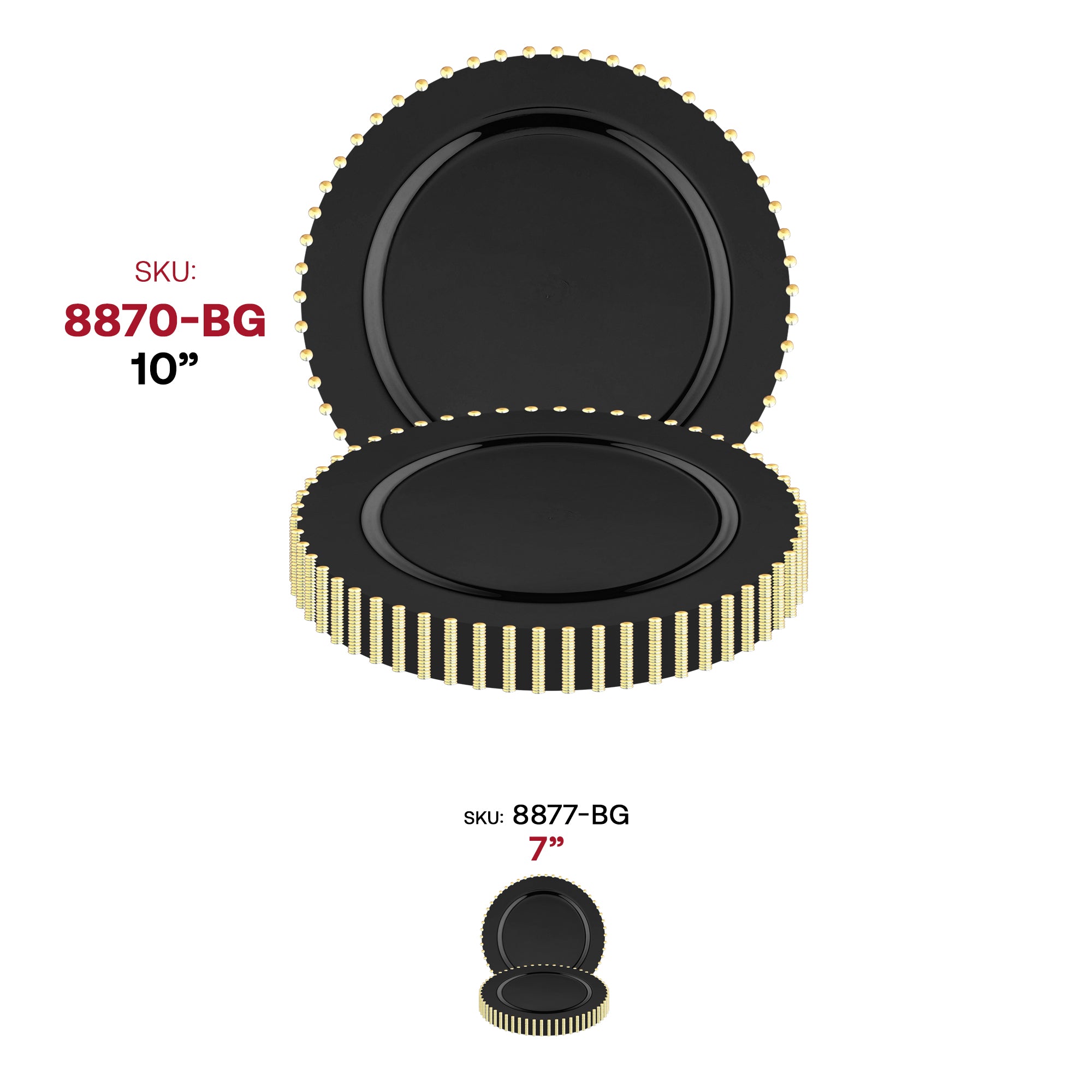 Black & Gold Pearl Salad Plates | Fancy Disposable Set
