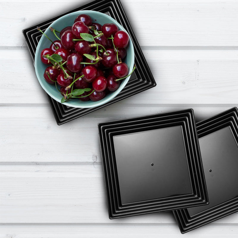 Plastic Trays - Groove Black Serving Trays | Smarty Had A Party