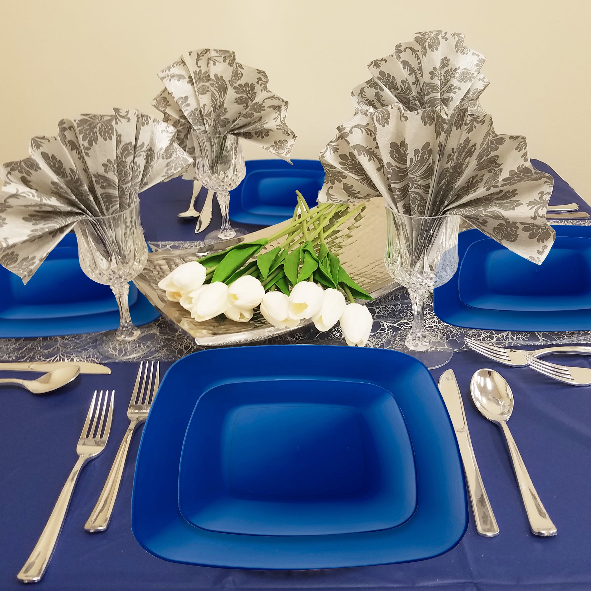 Plastic Plate - Blue Rounded Square Buffet Plate | Smarty Had A Party
