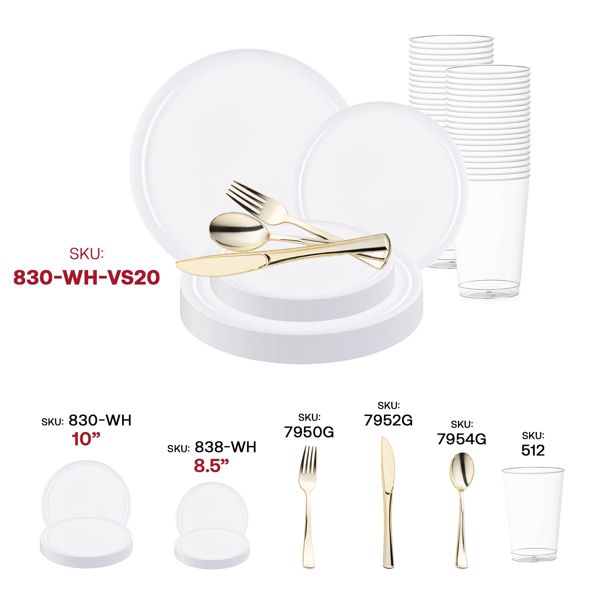 Plasticware - White Flat Round Wedding Set | Smarty Had A Party