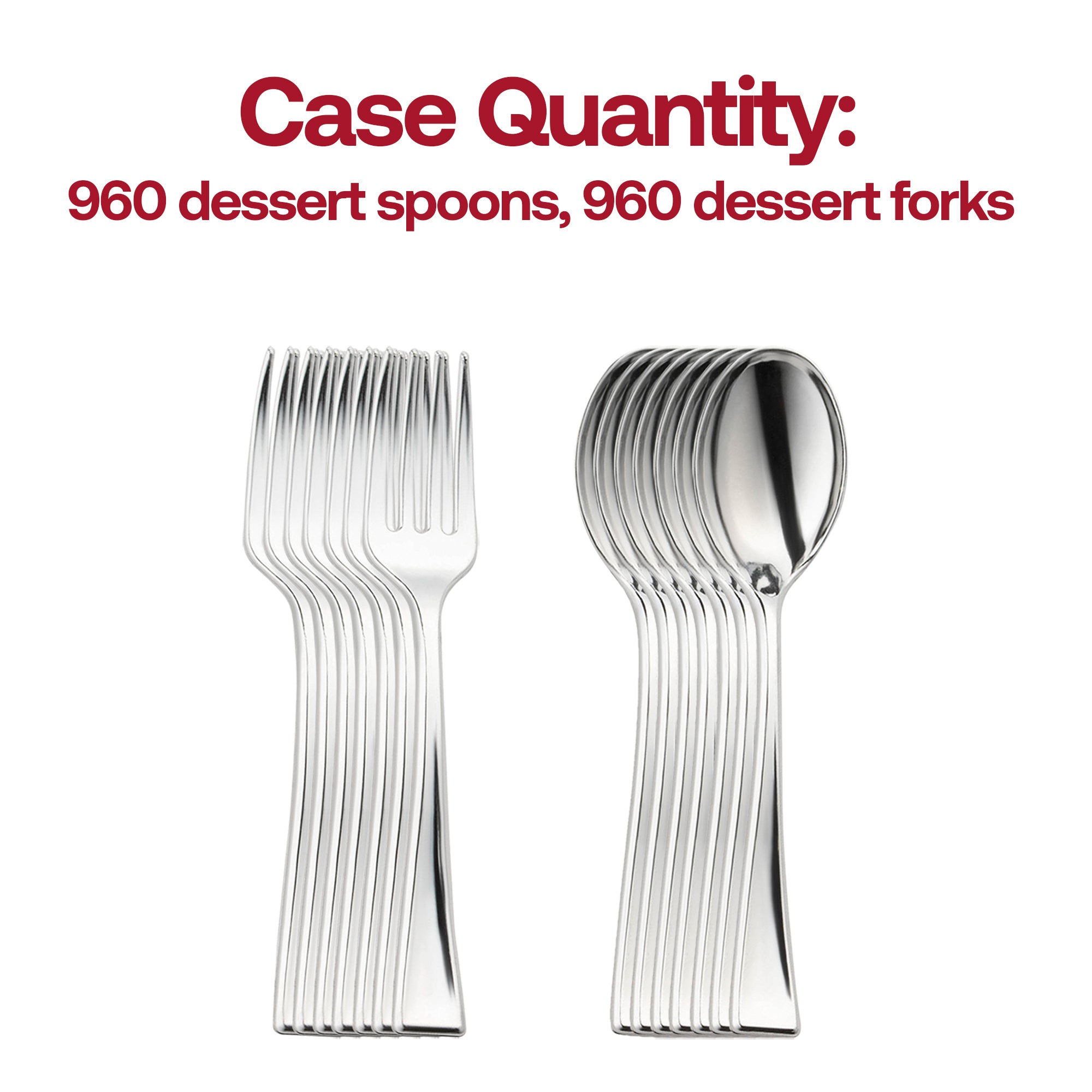 Silver Plastic Dessert Forks & Spoons – Disposable Mini Flatware Set ...