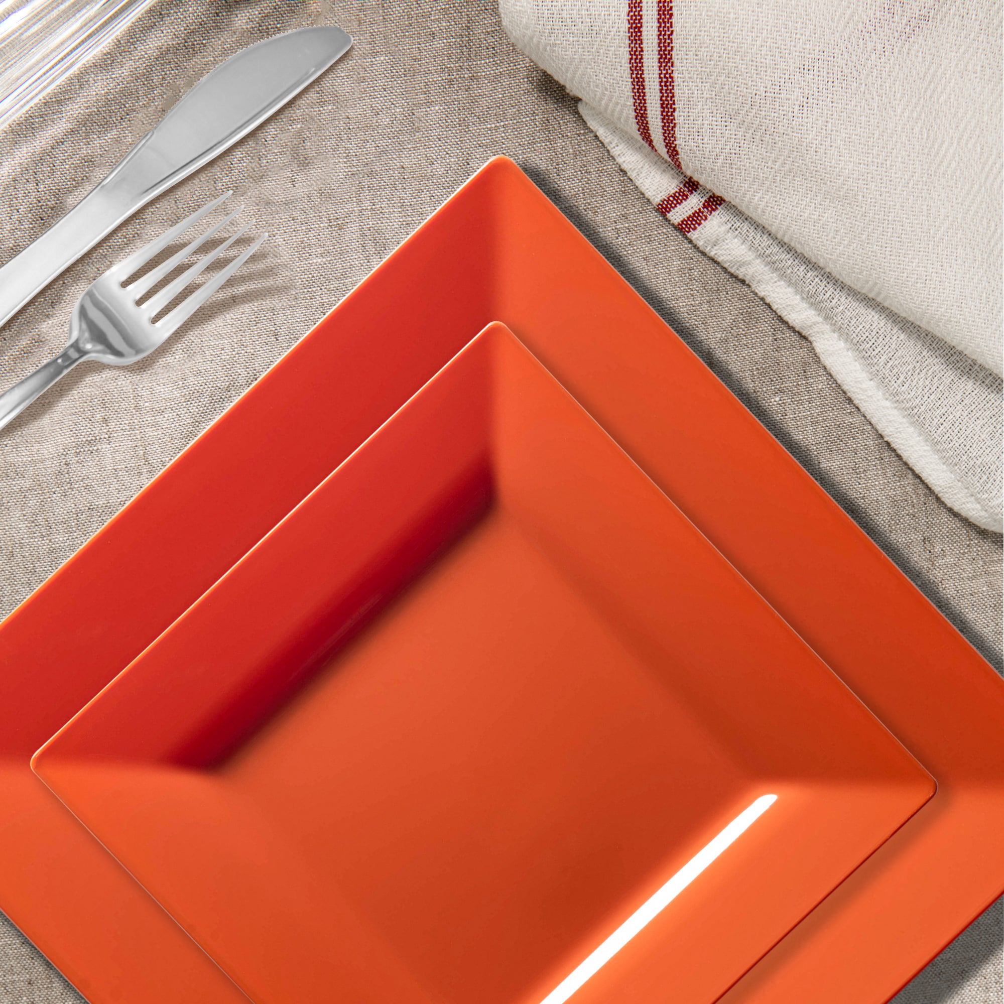 Plastic Plates - Orange Square Wedding Set | Smarty Had A Party