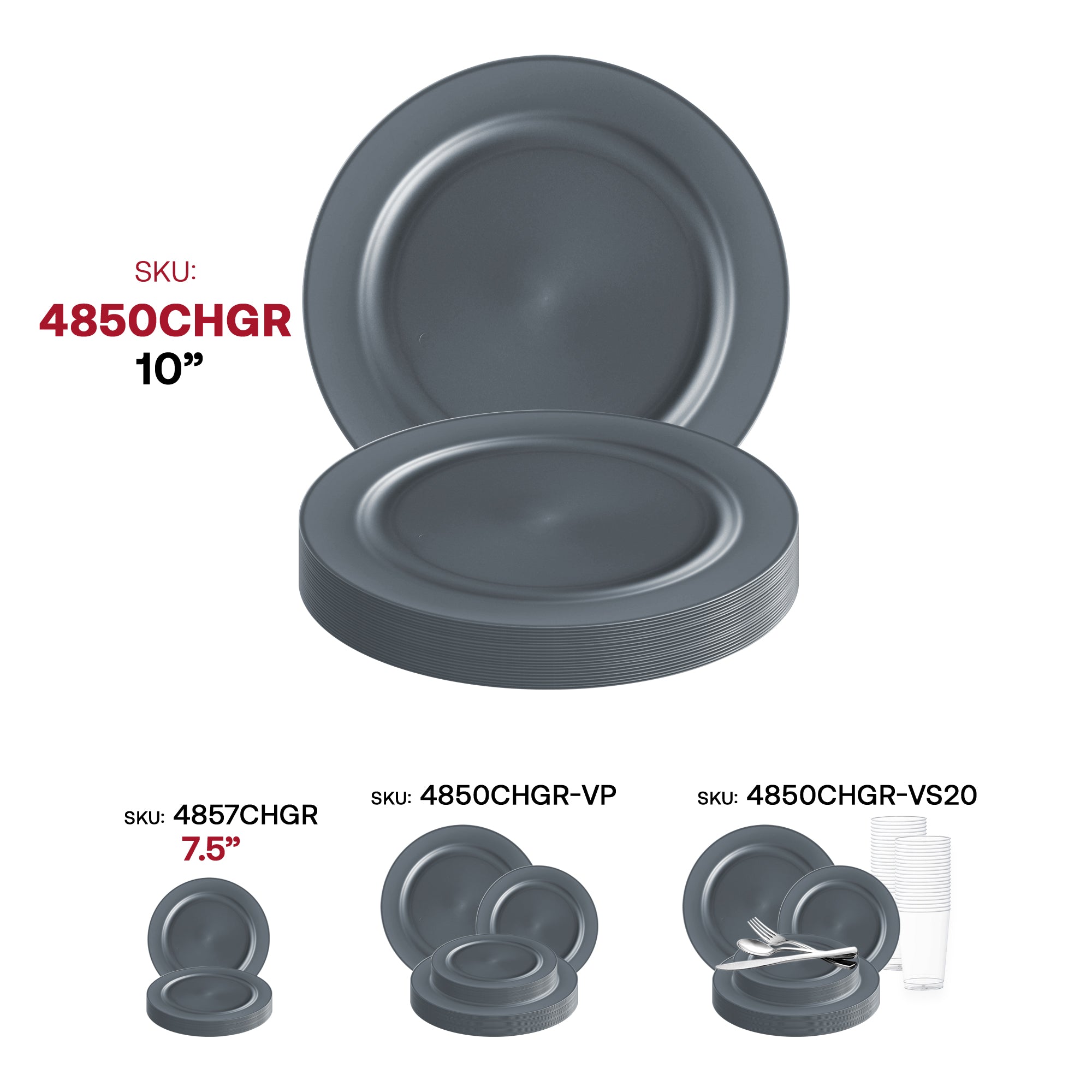 Plastic Plate - Matte Charcoal Gray Dinner Plates | Smarty Had A Party