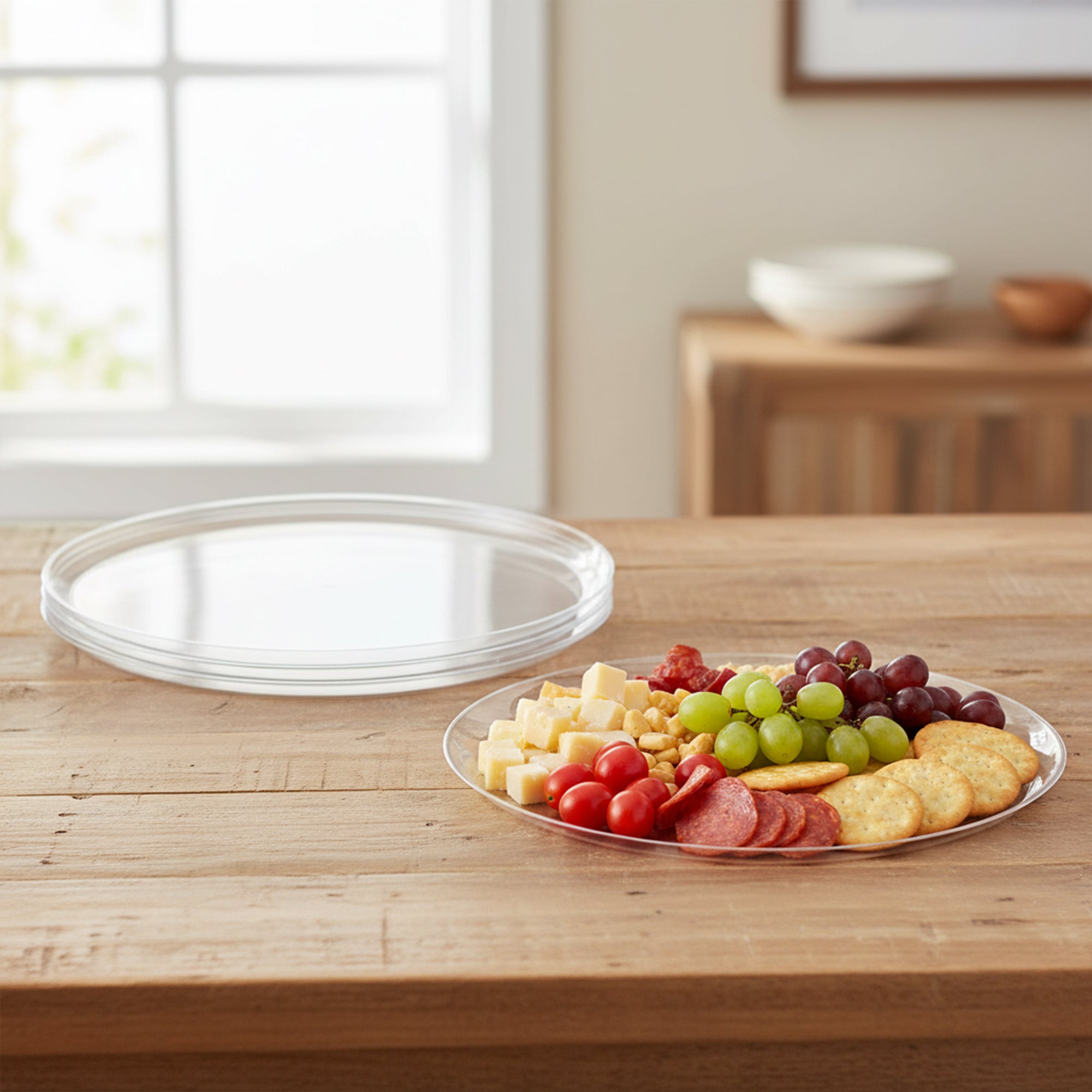 Plastic Trays - 12" Clear Round Trays | Smarty Had A Party