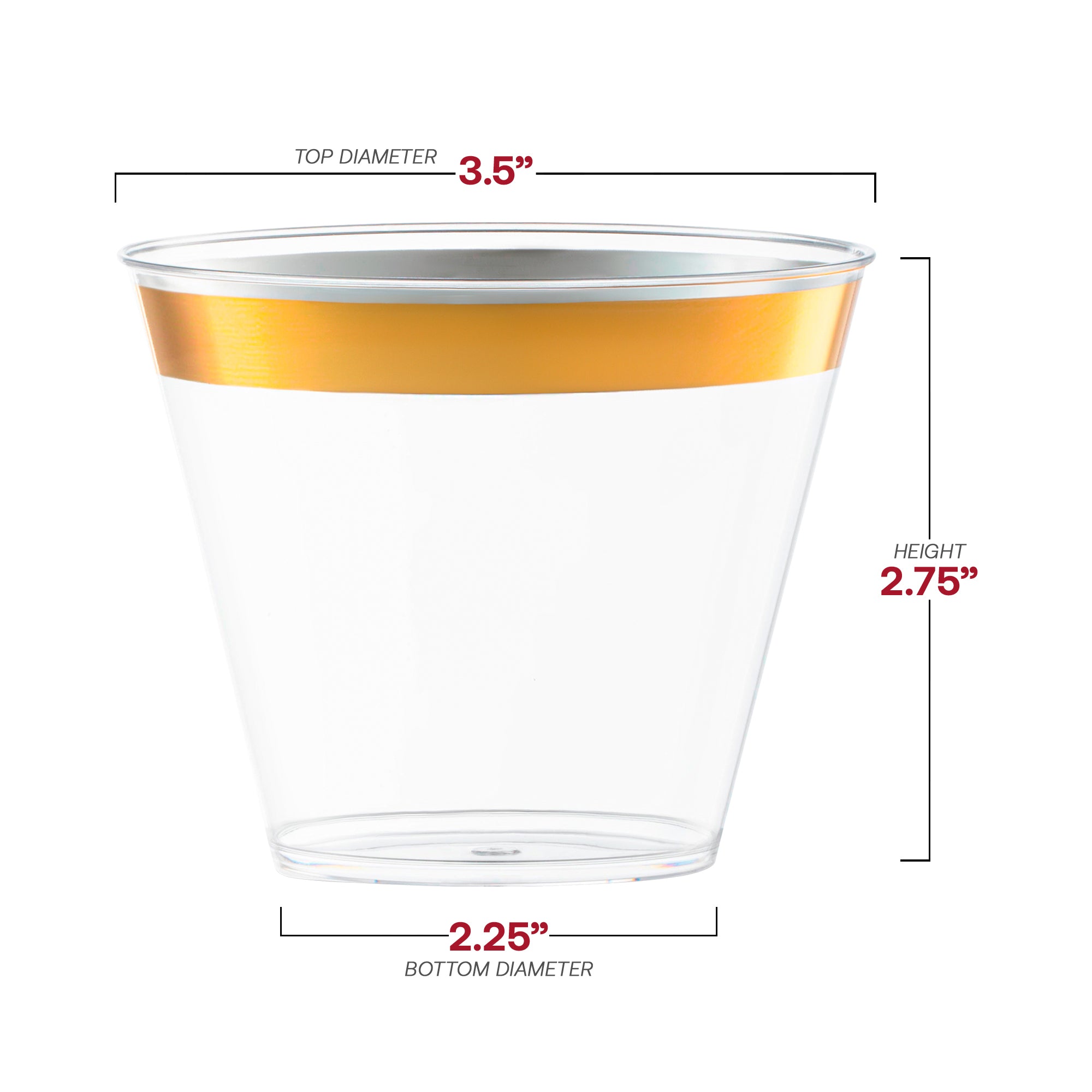 Plastic Tumbler - Clear Gold Round Cups | Smarty Had A Party