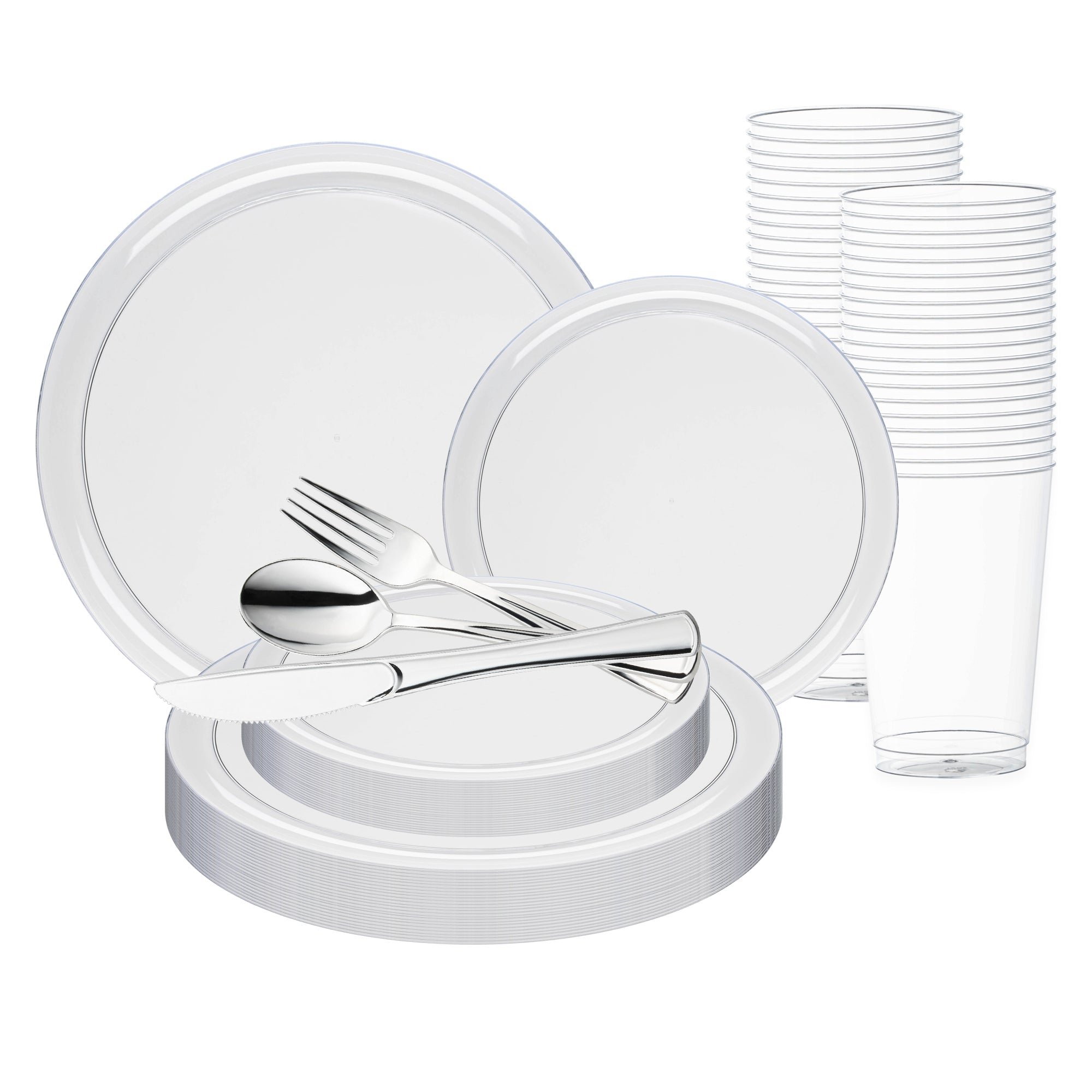 Plasticware - Clear Flat Round Wedding Set | Smarty Had A Party