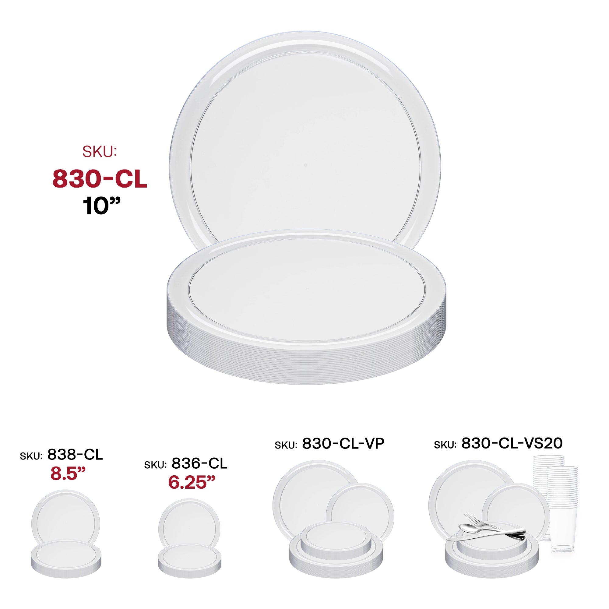 Plastic Plates - Clear Flat Round Dinner Plates | Smarty Had A Party