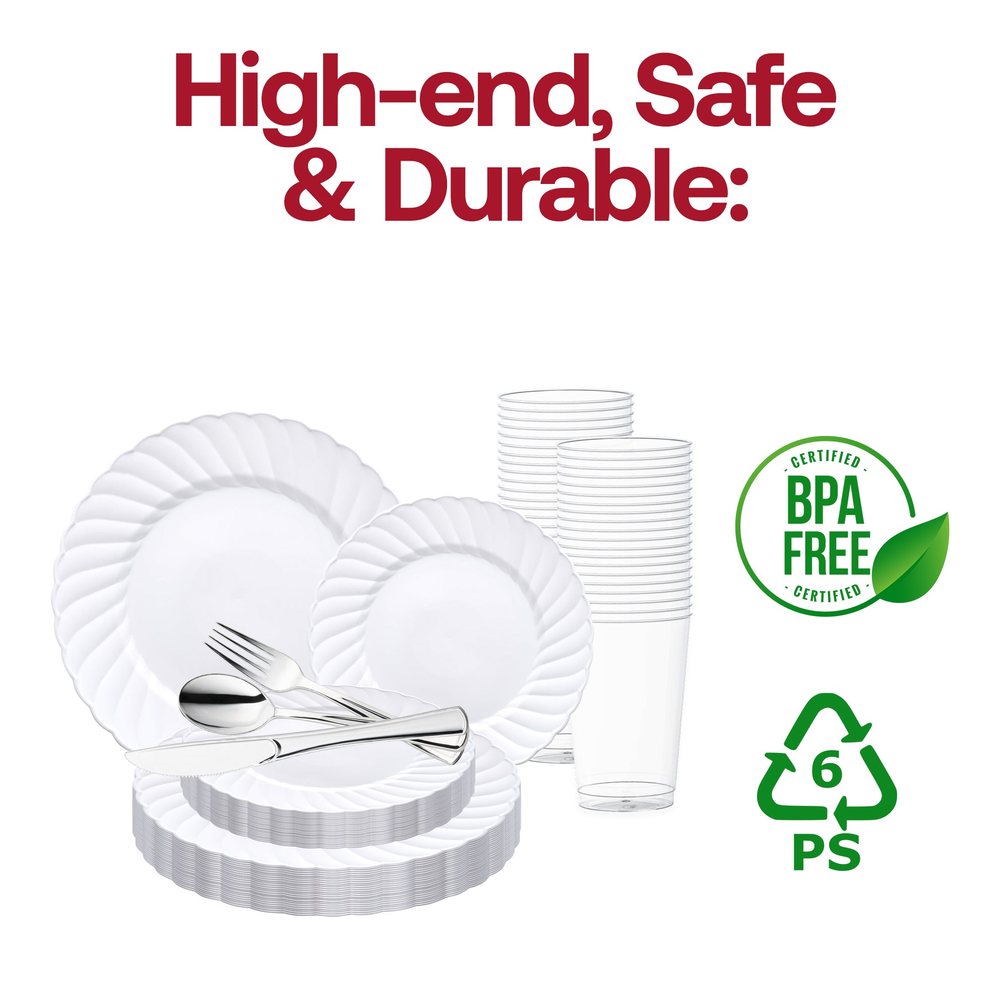 Plastic Plates - White Flair Wedding Set | Smarty Had A Party