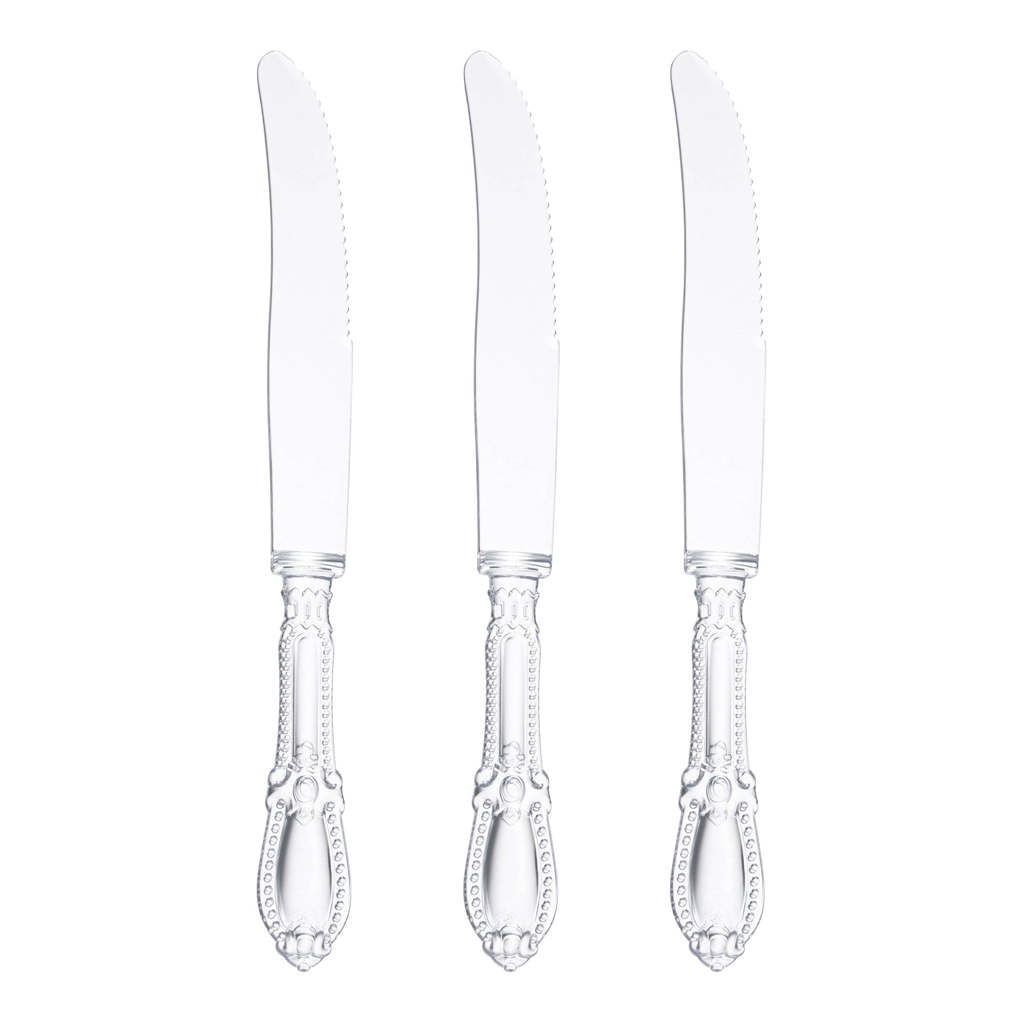 Plastic Knives - Clear Baroque Dinner Knives | Smarty Had A Party