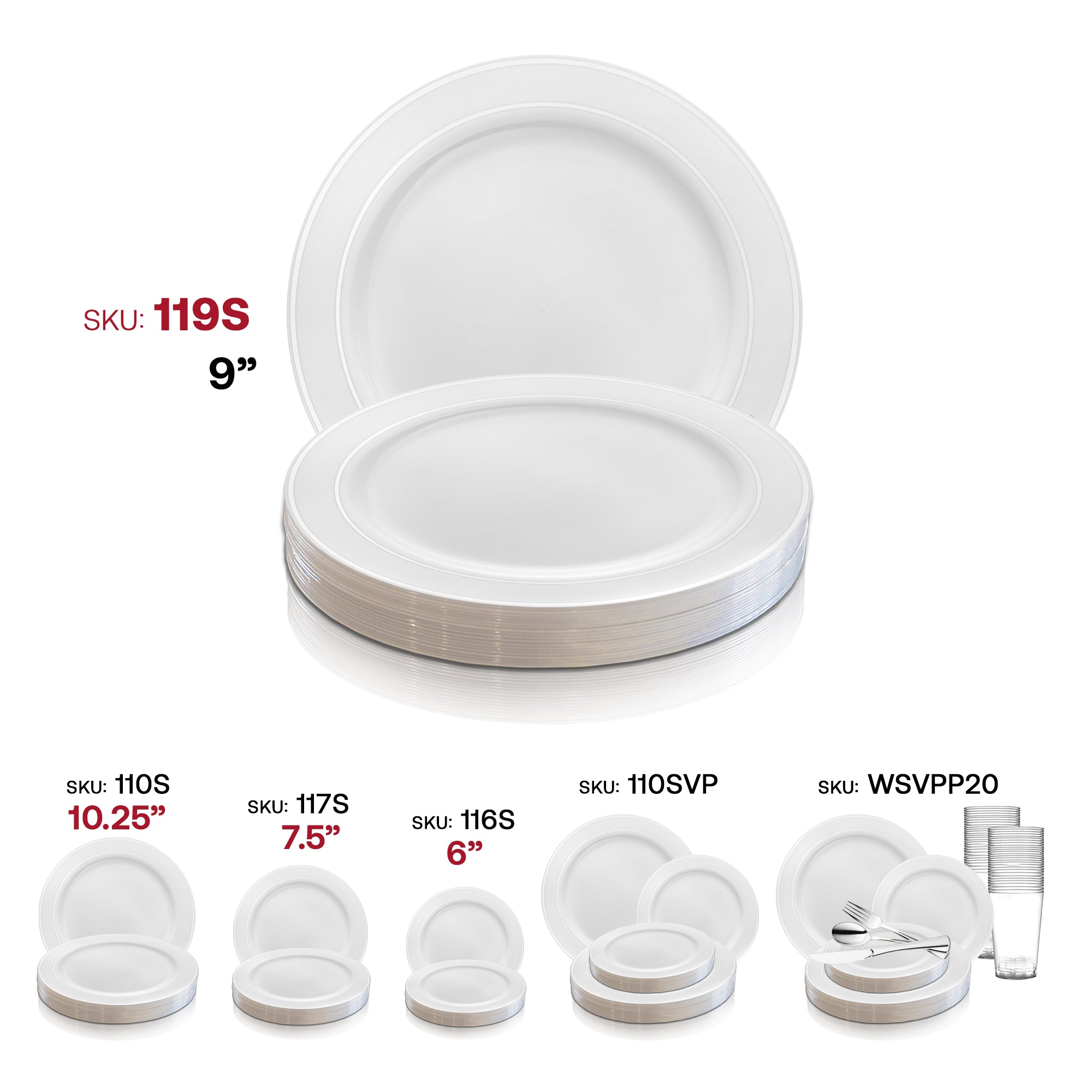 Plastic Plates - Silver Edge Buffet Plates | Smarty Had A Party