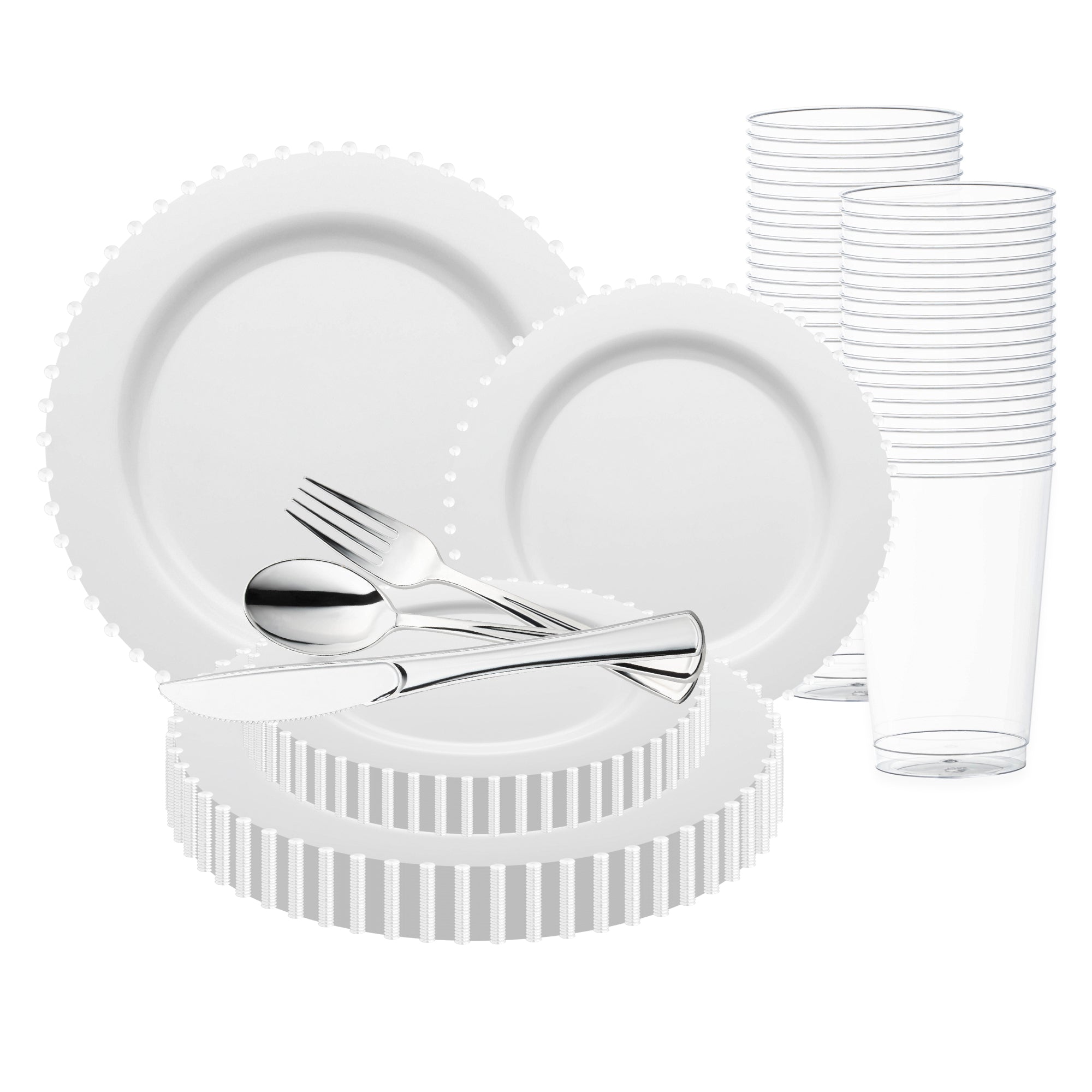 Plastic Plate - White Pearl String Wedding Set | Smarty Had A Party