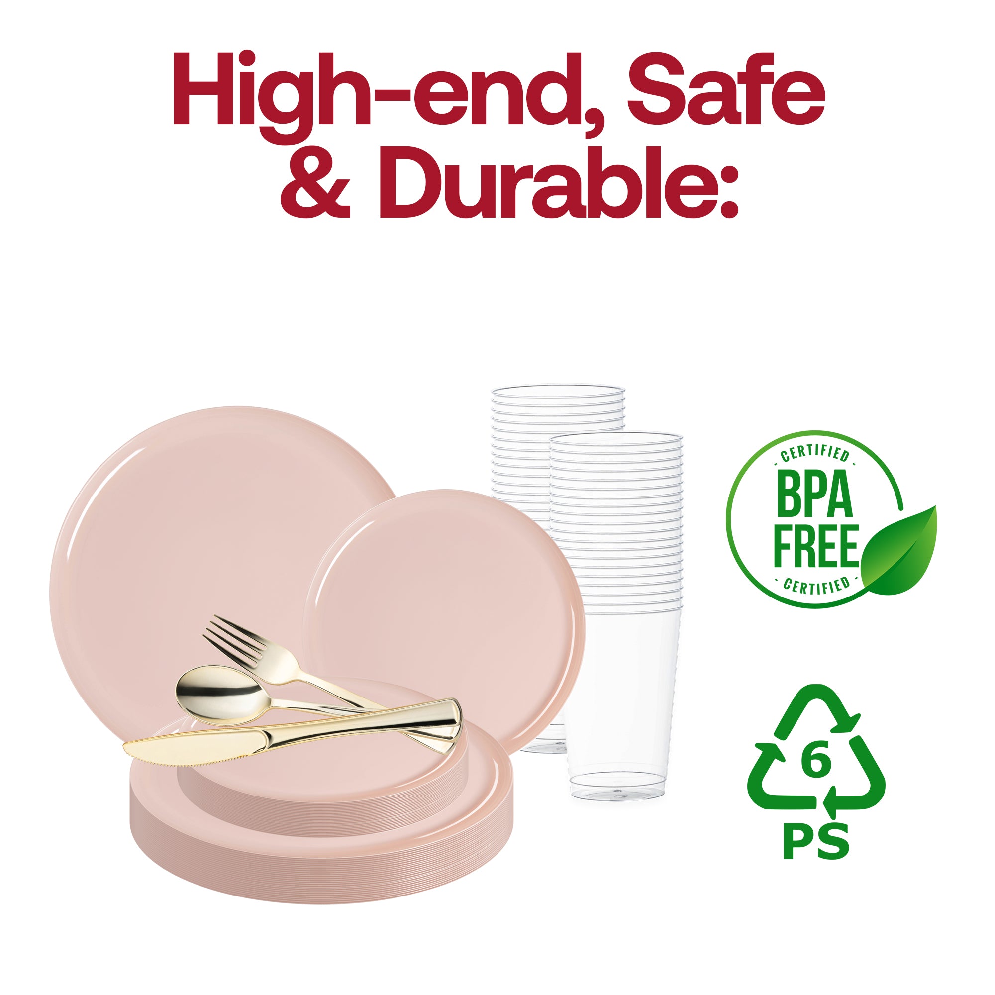 Plasticware - Pink Flat Round Wedding Set | Smarty Had A Party