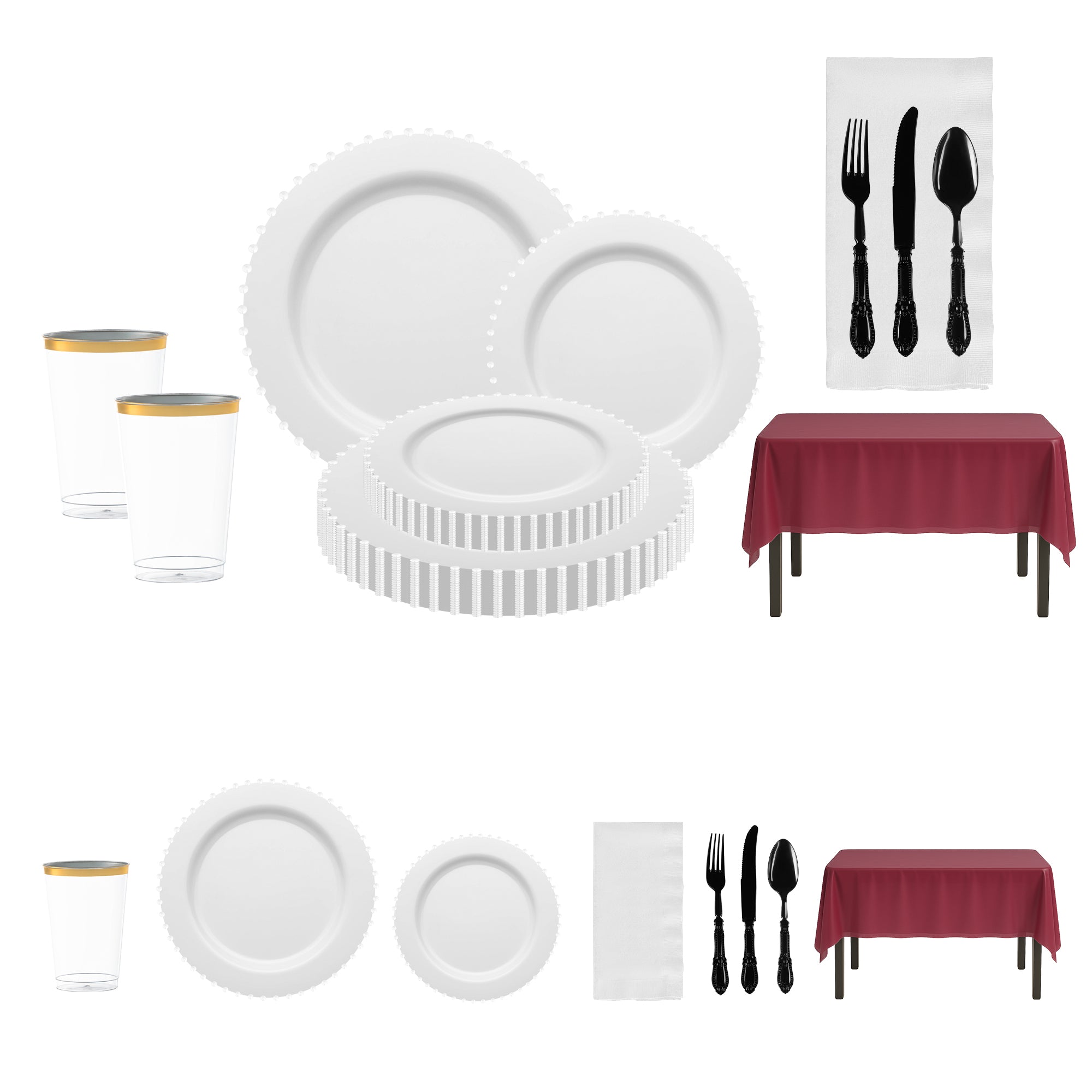 Burgundy & White Fan Dinnerware Set – NFL & NBA Game Day Elegance