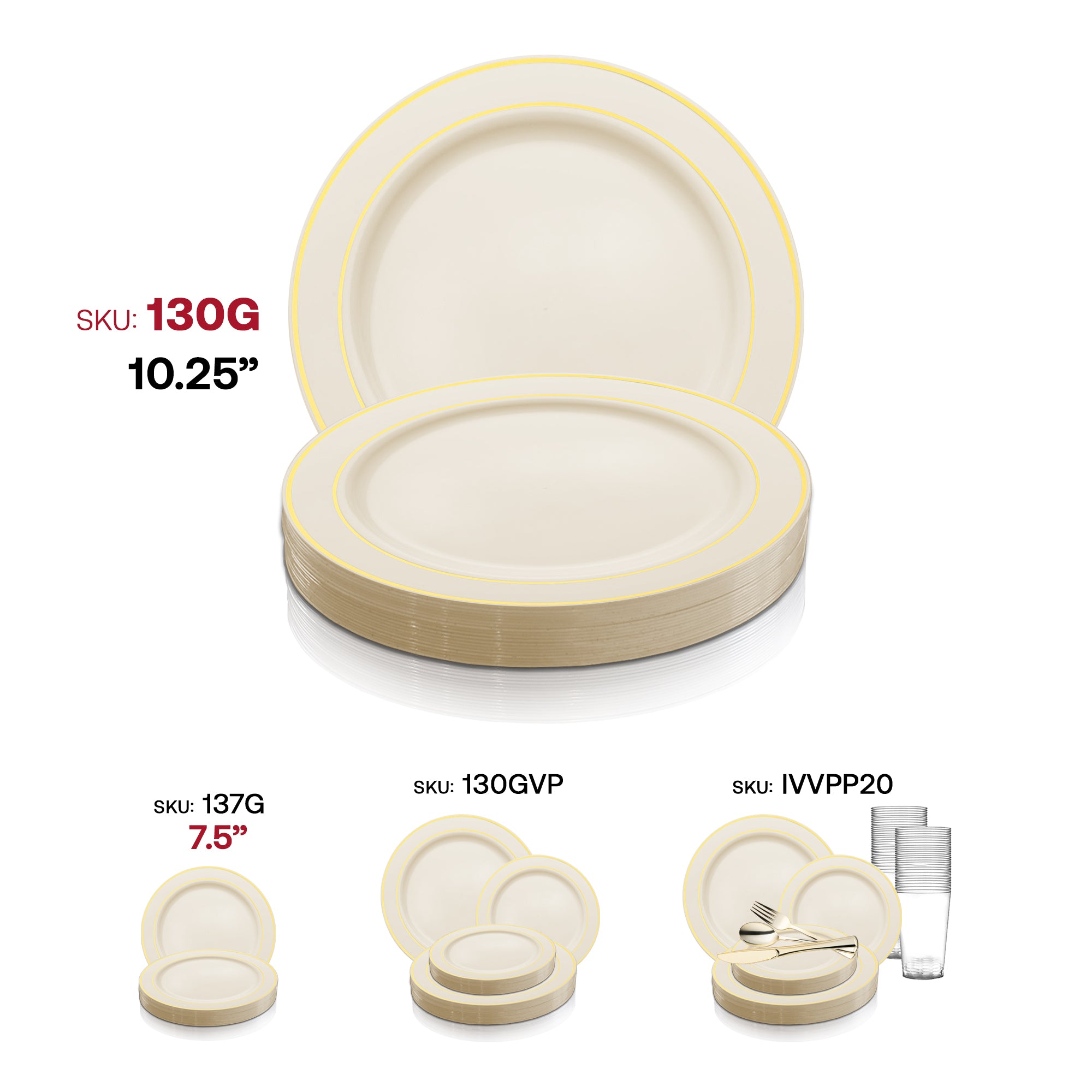 Plastic Plates - Ivory Gold Rim Dinner Plates | Smarty Had A Party