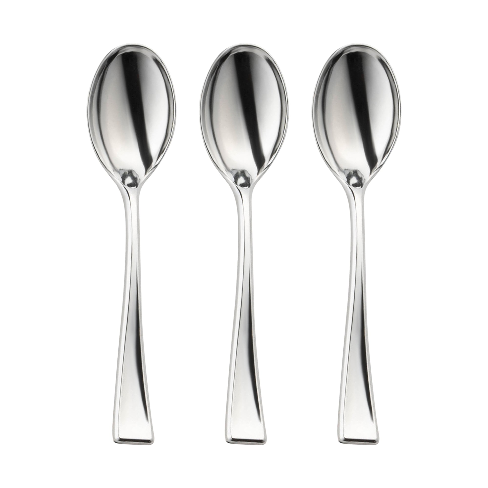 Plastic Spoons - Shiny Silver Dessert Spoons | Smarty Had A Party