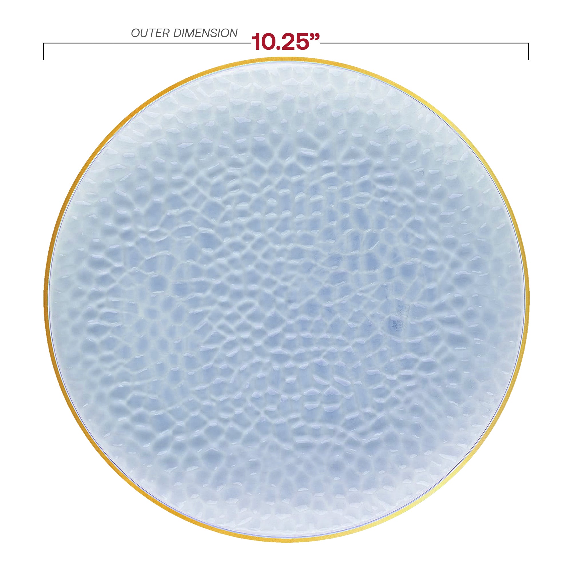 Clear Blue Gold Dinnerware Set | Hammered Glass Look
