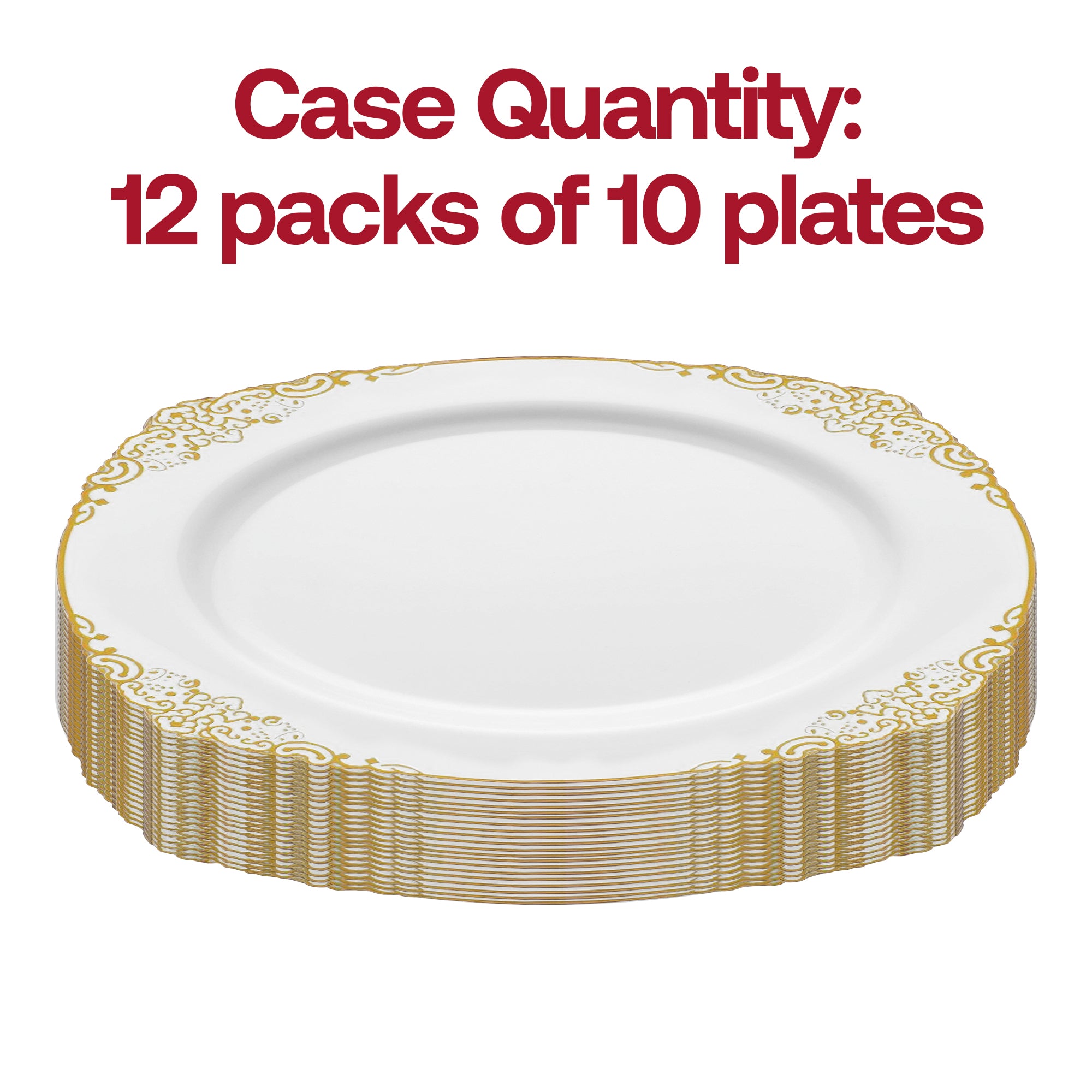 Plastic Plates - White with Gold Fancy Dinner Plates | Smarty Had A Party