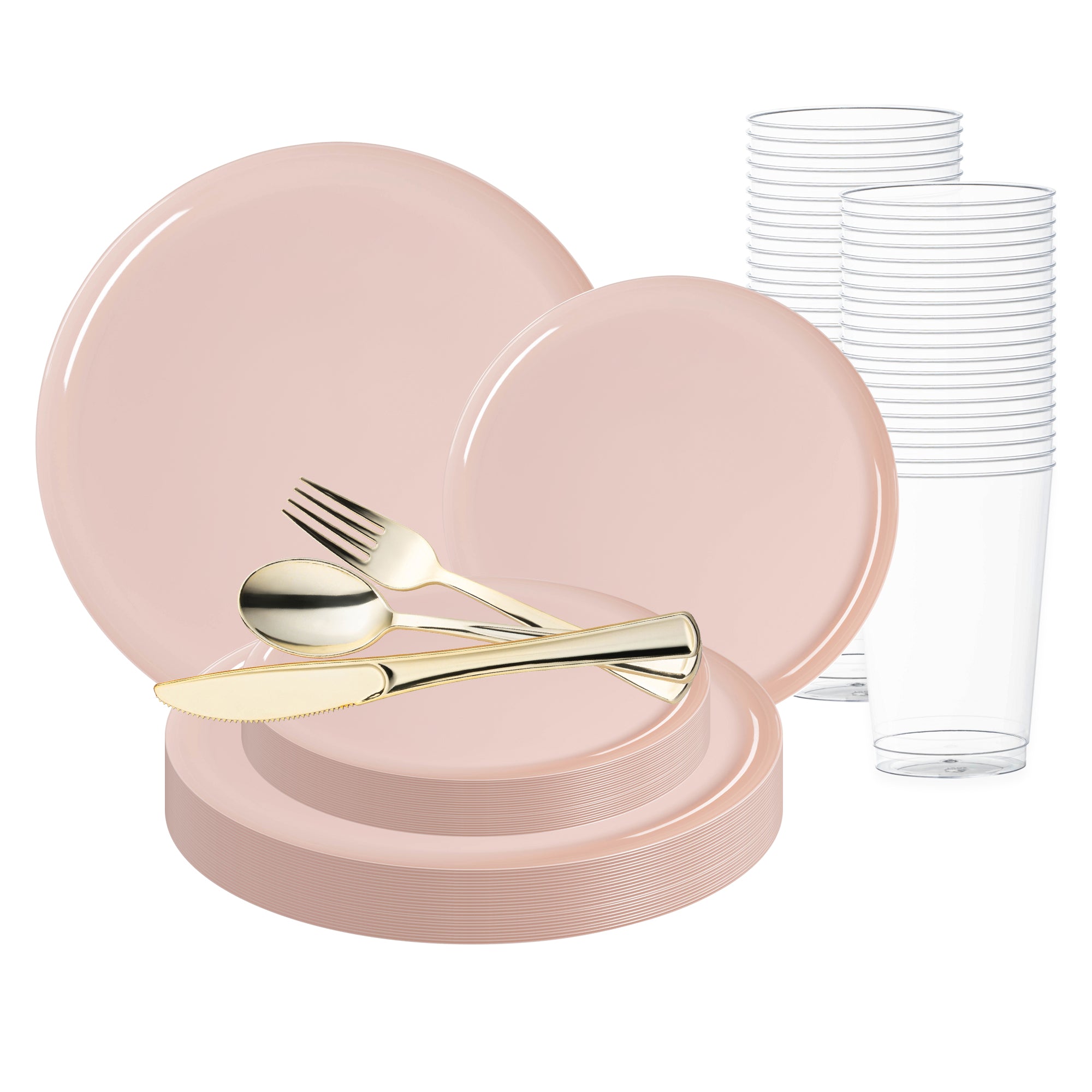 Plasticware - Pink Flat Round Wedding Set | Smarty Had A Party
