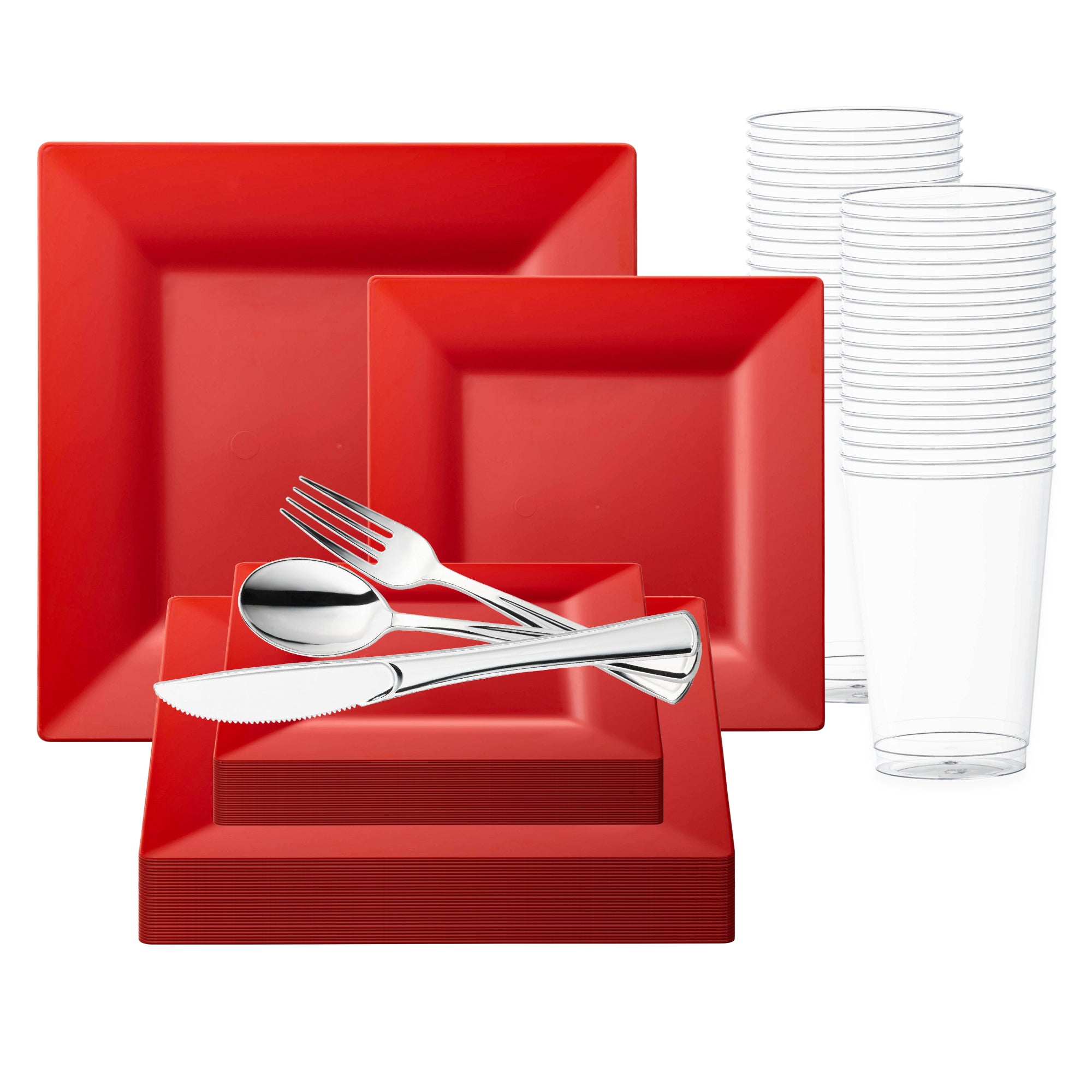 Plastic Plates - Red Square Wedding Value Set | Smarty Had A Party