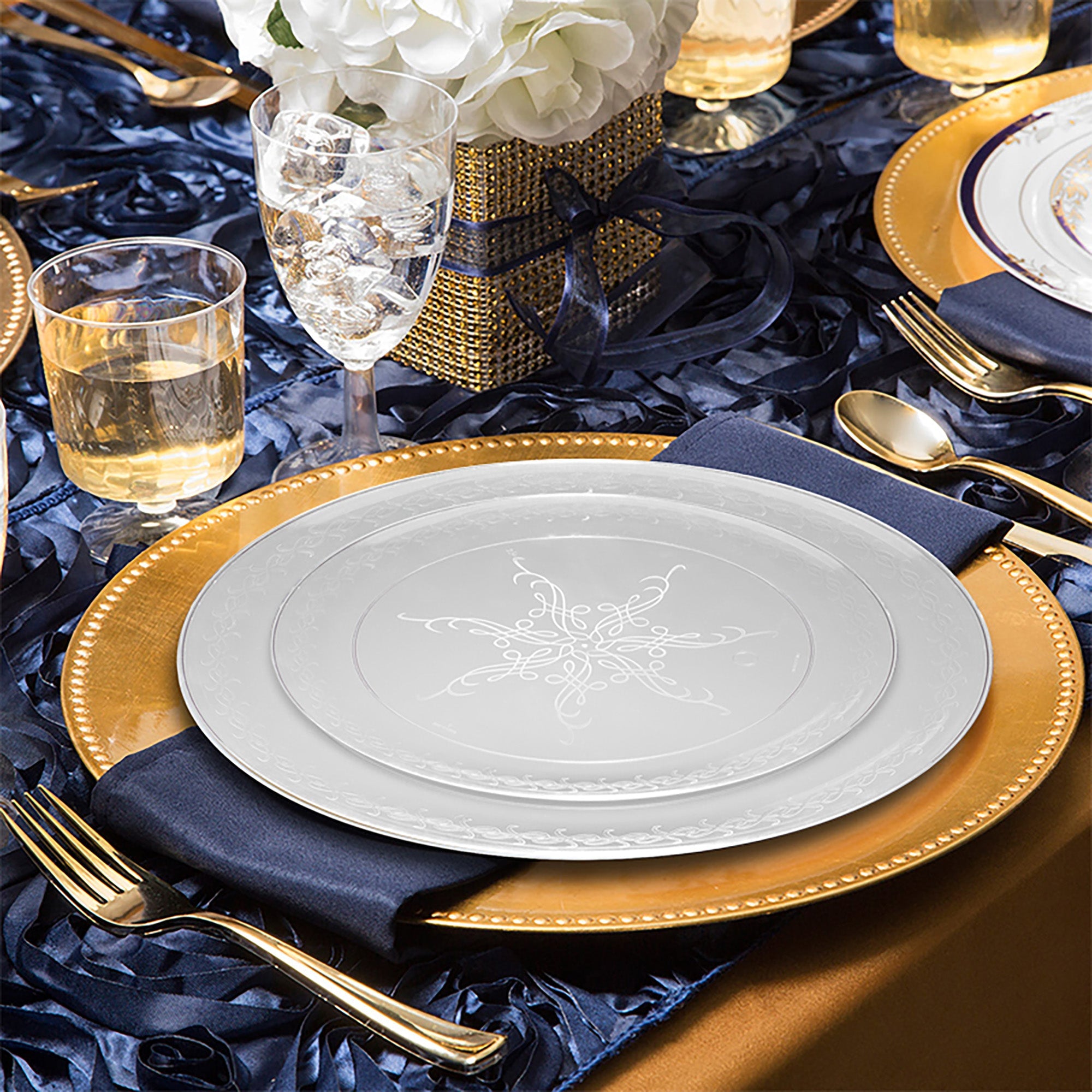 Plastic Plates - Clear Floral Buffet Plates | Smarty Had A Party