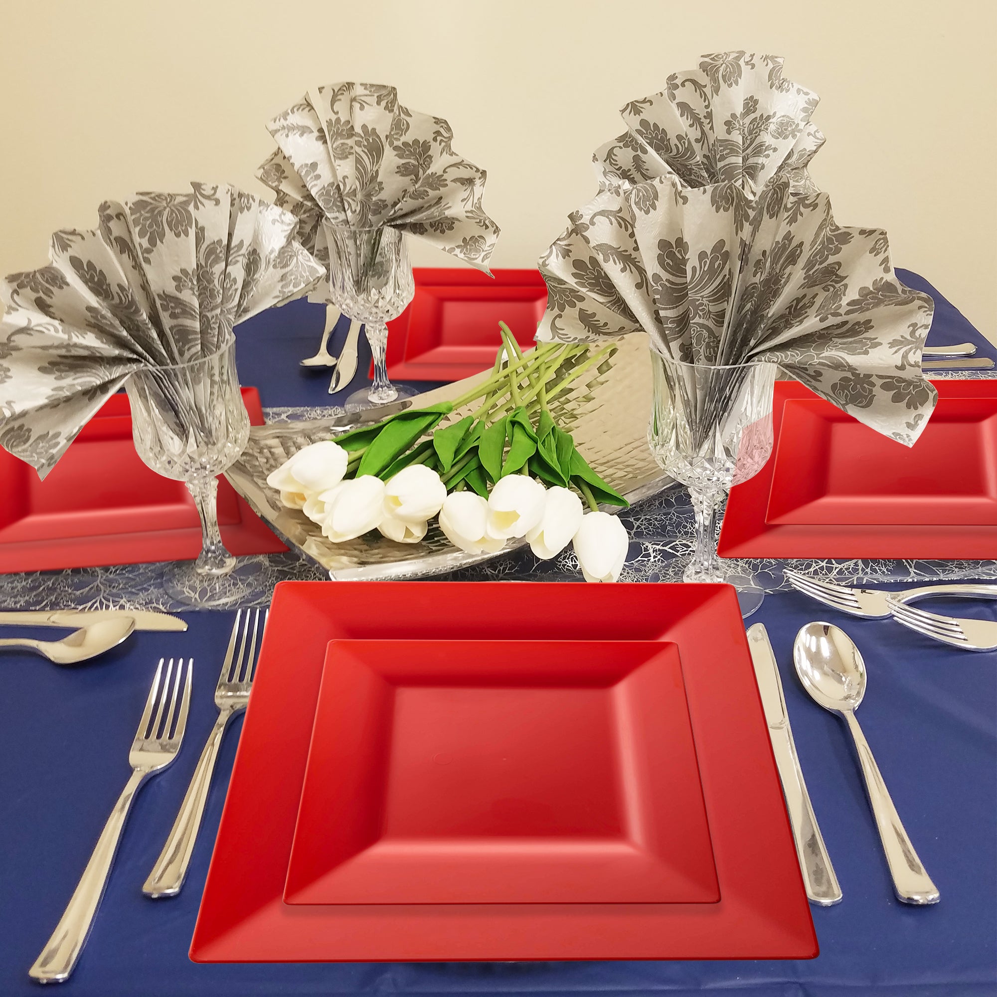 Plastic Plates - Red Square Dinnerware Set | Smarty Had A Party