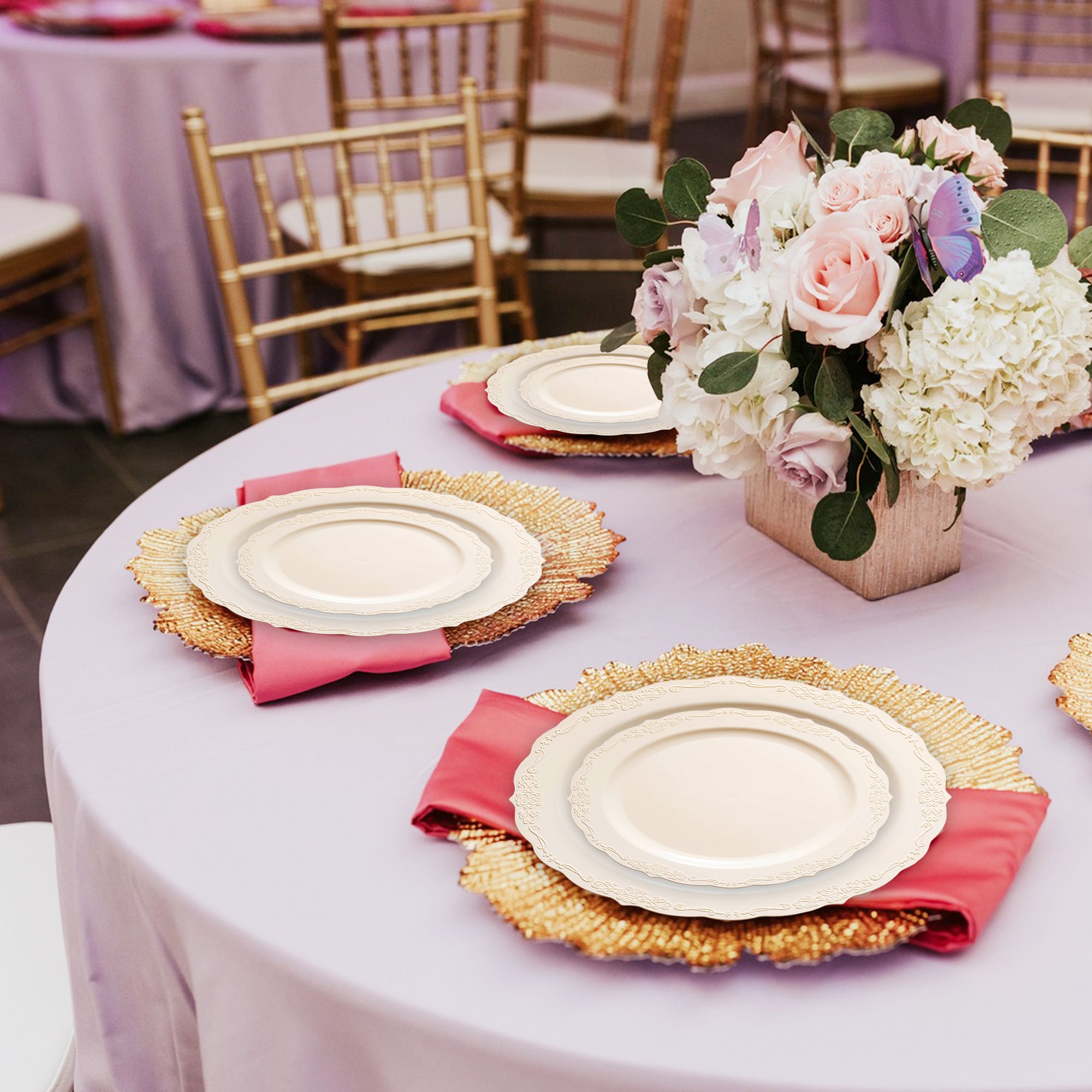 Plastic Plate - Ivory Vintage Dinnerware Set | Smarty Had A Party