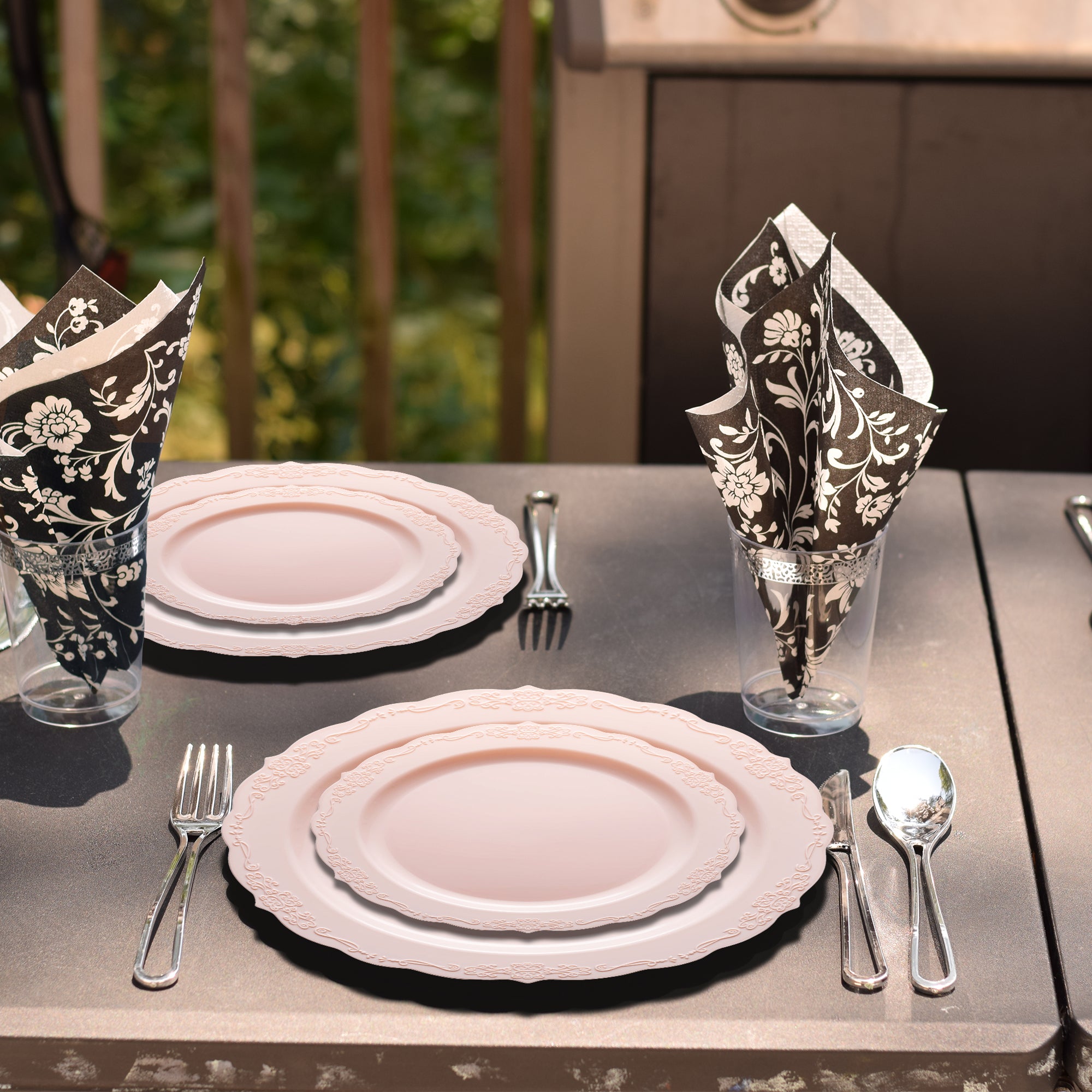 Plastic Plate - Pink Vintage Dinnerware Set | Smarty Had A Party