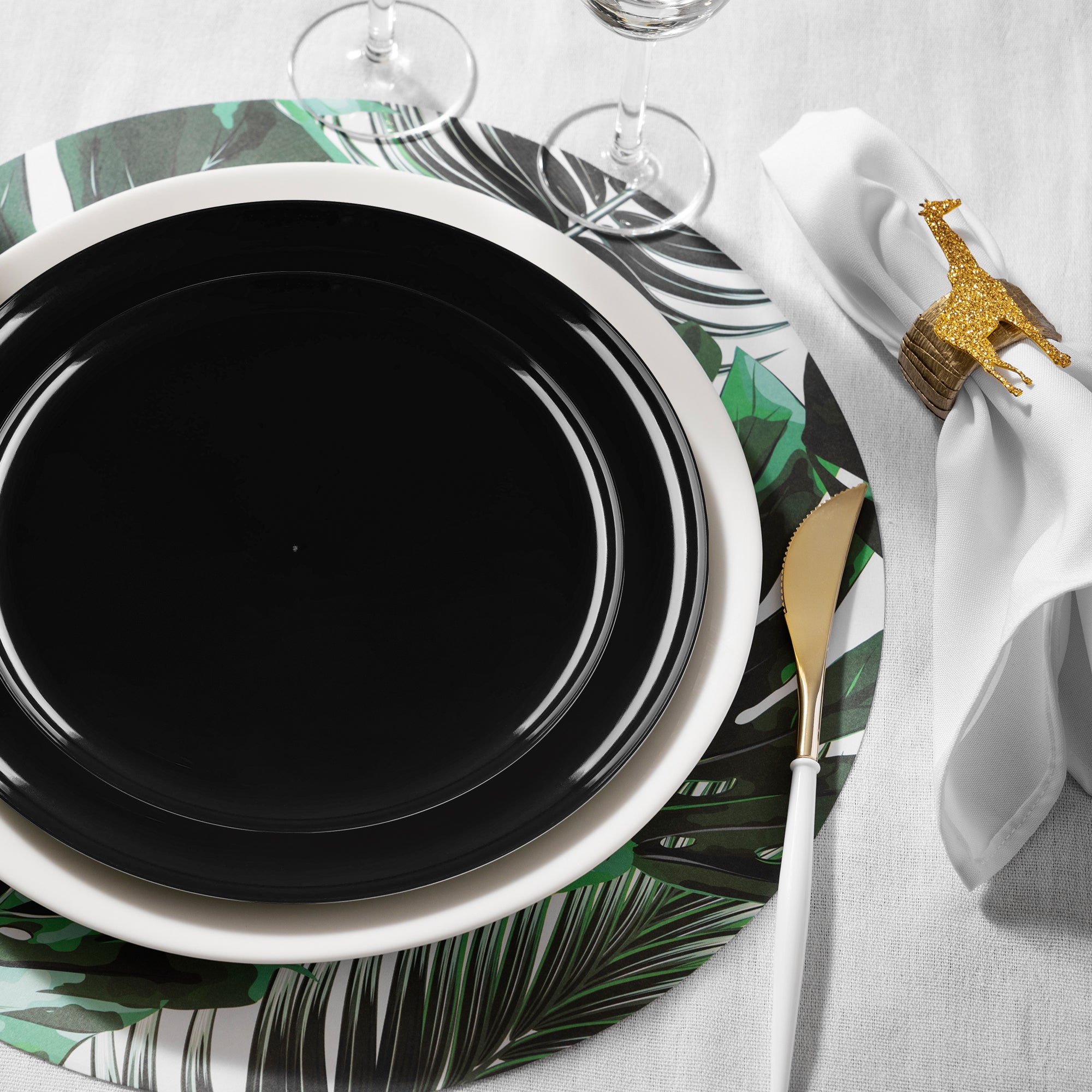 Plastic Plates - Black Flat Round Value Set | Smarty Had A Party
