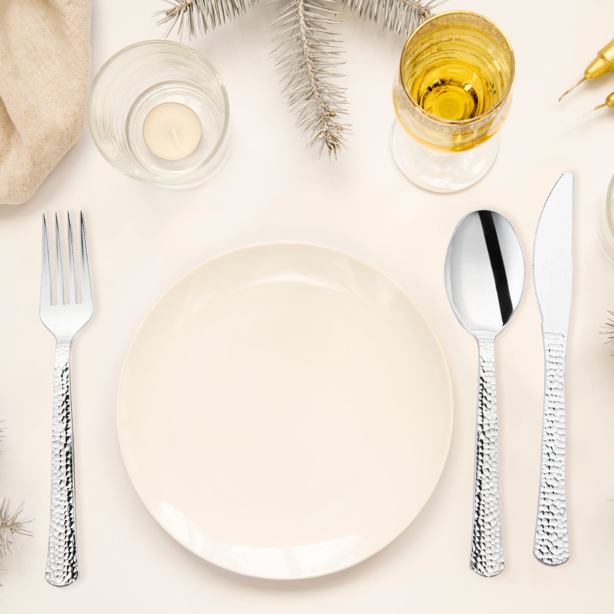 Plastic Cutlery - Silver Hammered Flatware | Smarty Had A Party