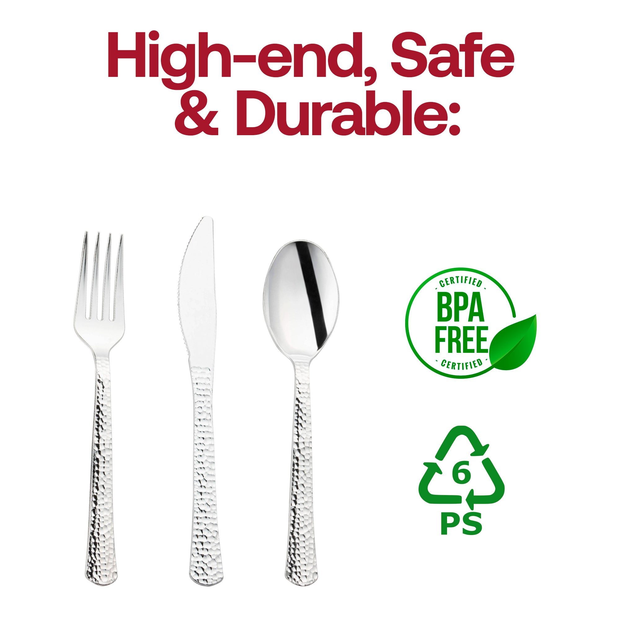 Plastic Cutlery - Silver Hammered Flatware | Smarty Had A Party
