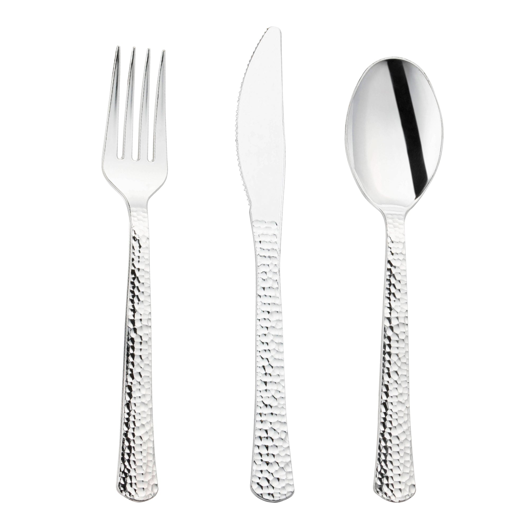 Plastic Cutlery - Silver Hammered Flatware | Smarty Had A Party