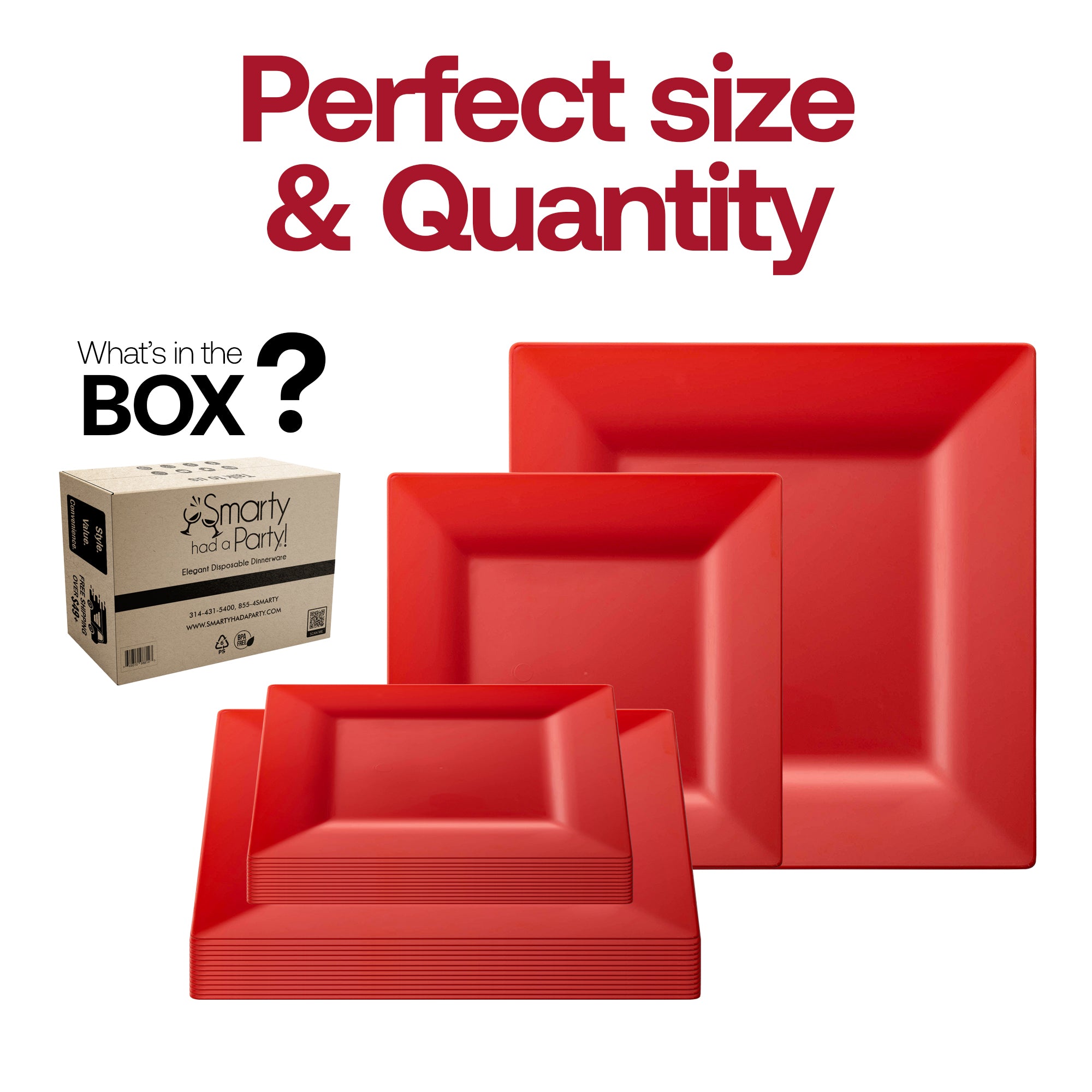 Plastic Plates - Red Square Dinnerware Set | Smarty Had A Party