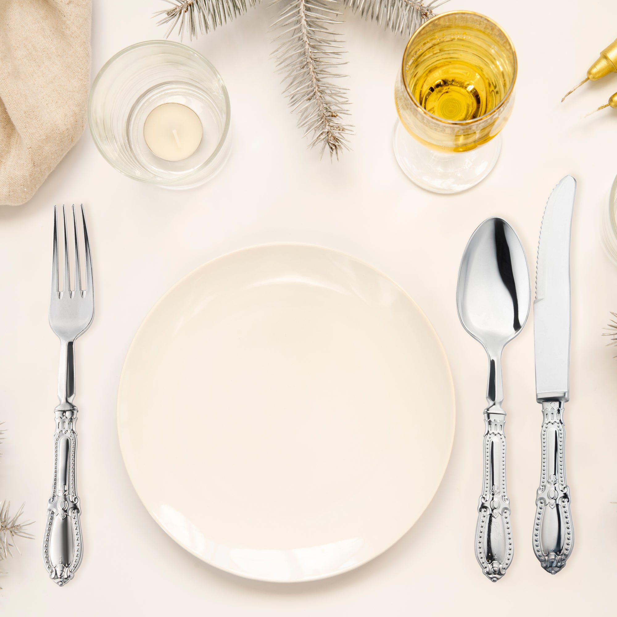 Plastic Spoons - Silver Baroque Dinner Spoons | Smarty Had A Party