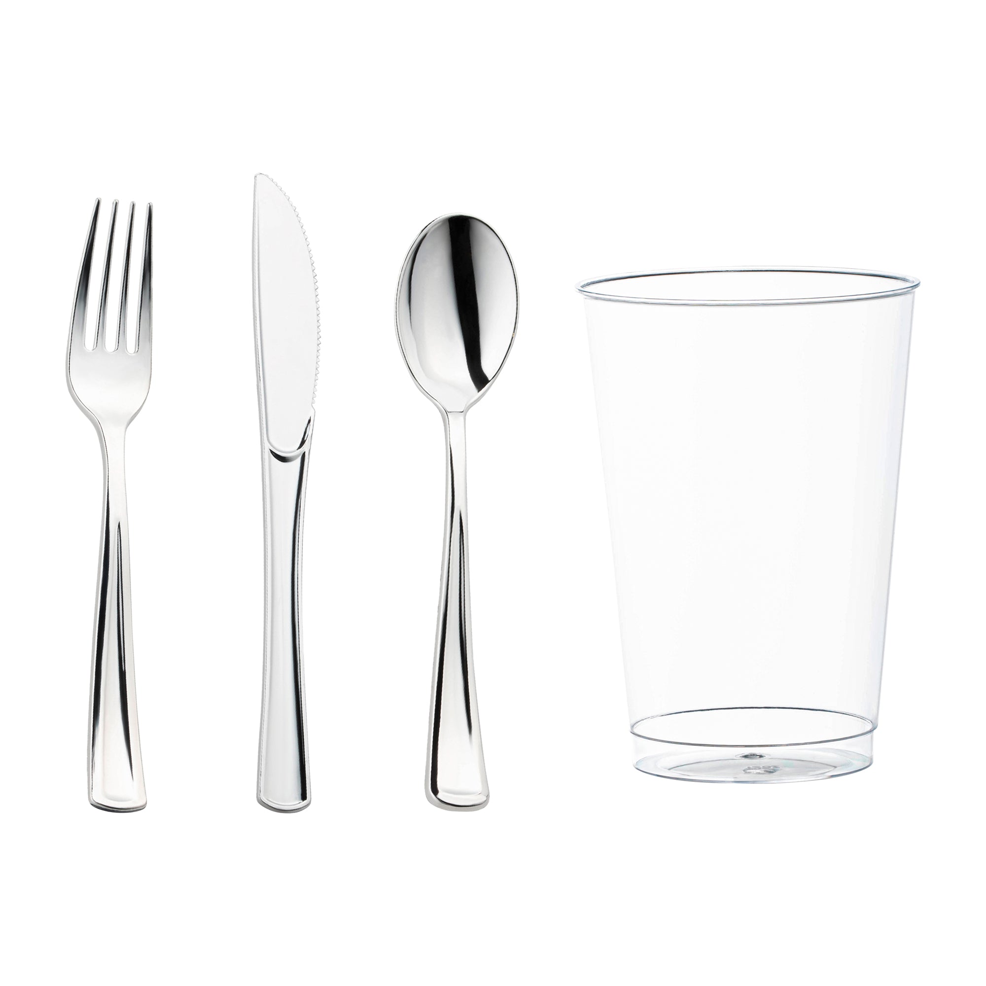Plastic Cutlery - Silver Cutlery Set and Cup Set | Smarty Had A Party
