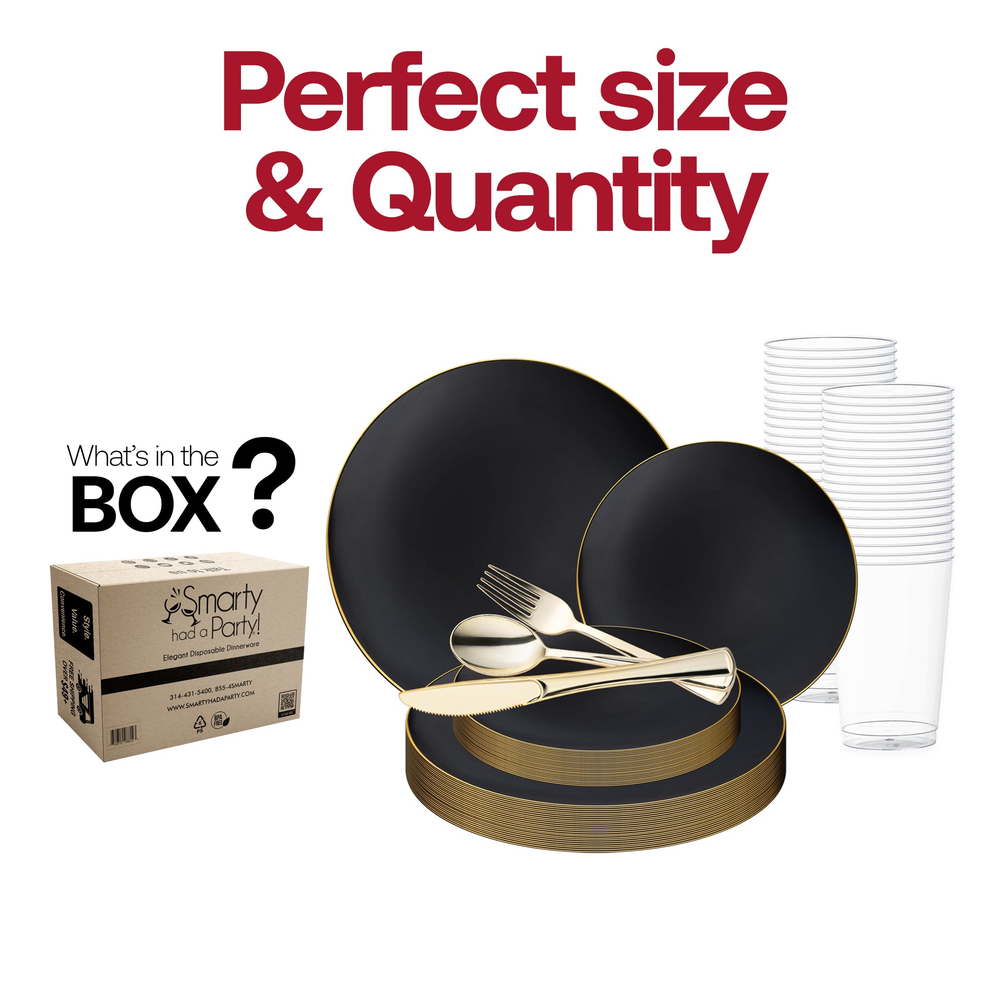 Plasticware - Black Gold Organic Wedding Set | Smarty Had A Party