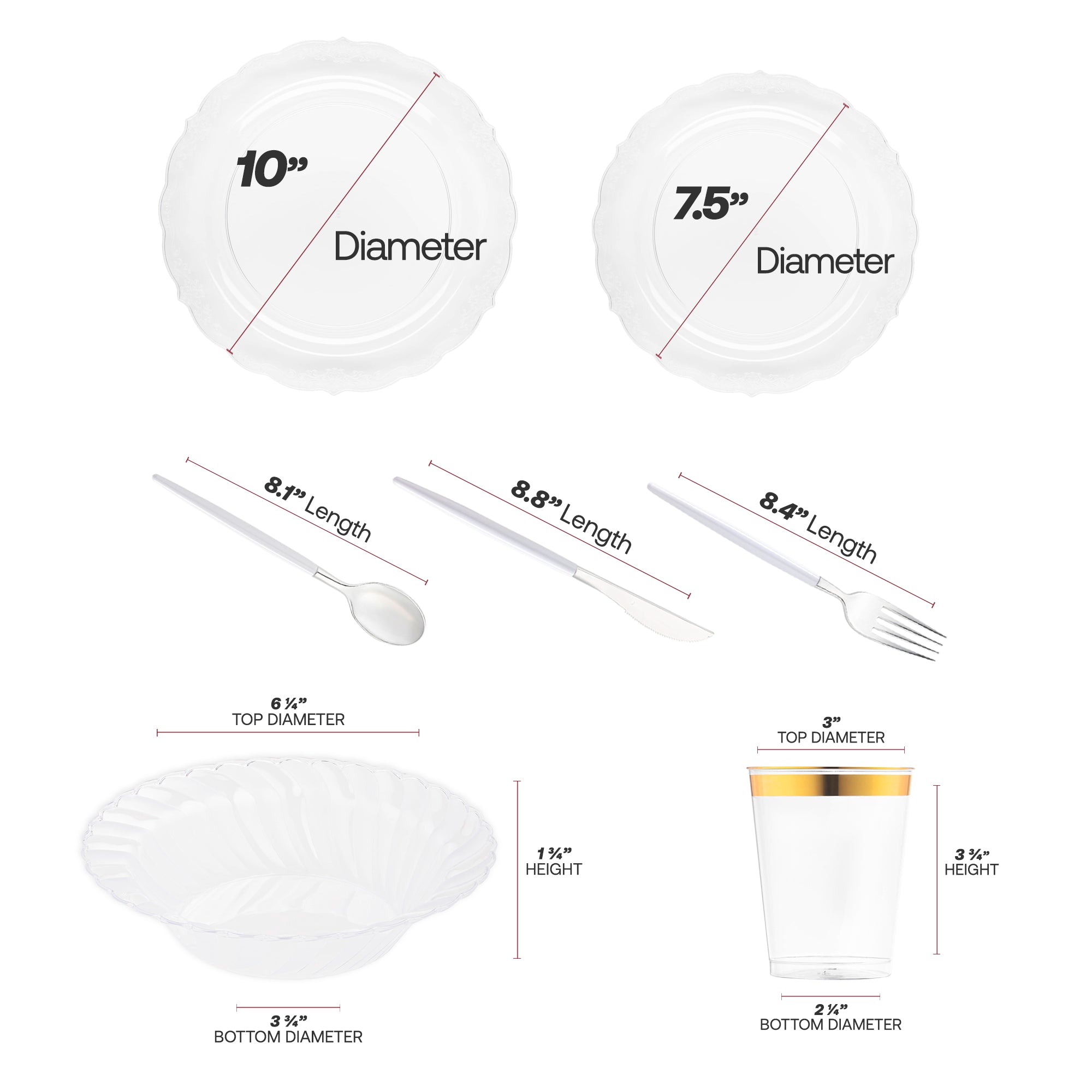 Tableware Set - Clear Vintage Dinnerware | Smarty Had A Party