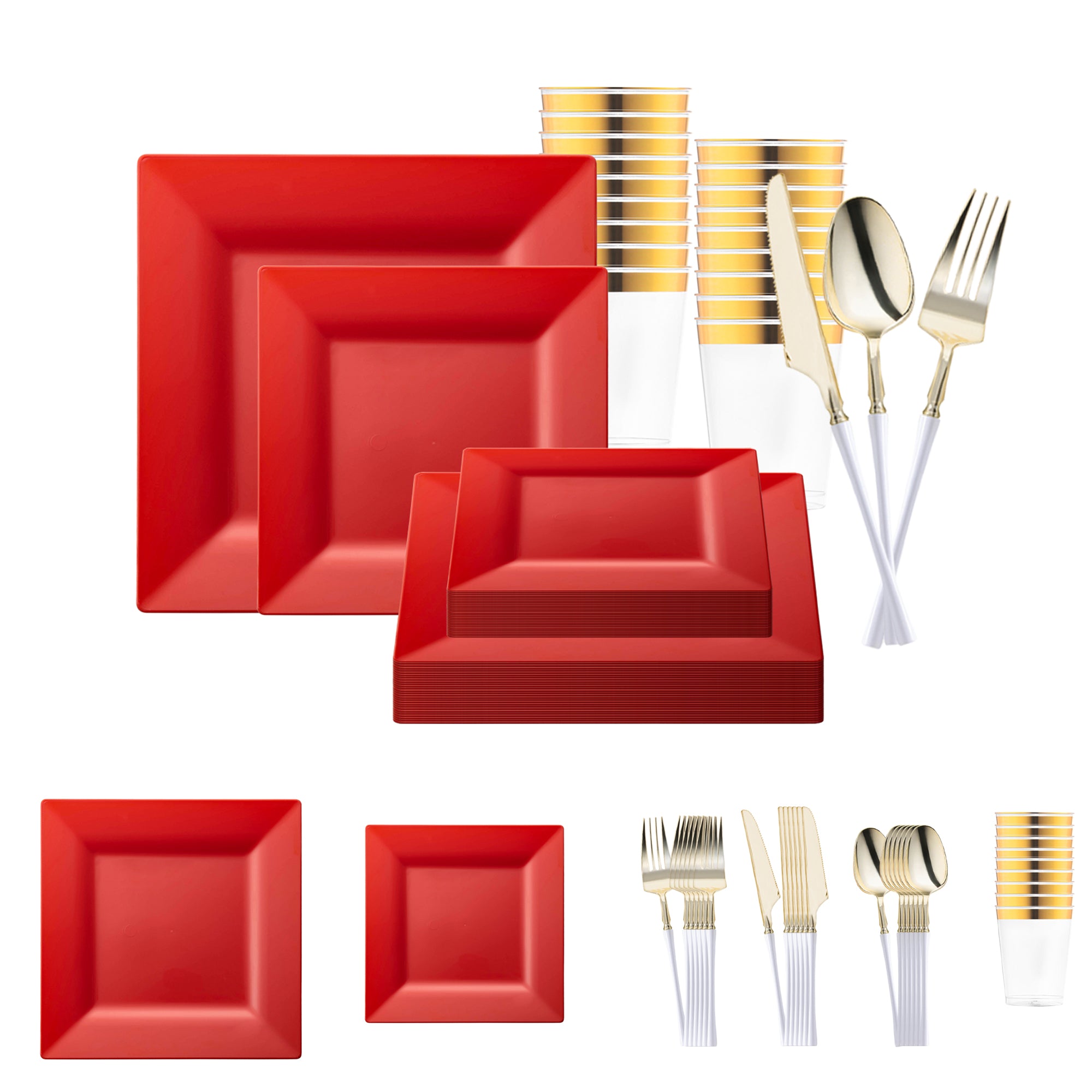 Tableware Set - Red Square Dinnerware | Smarty Had A Party